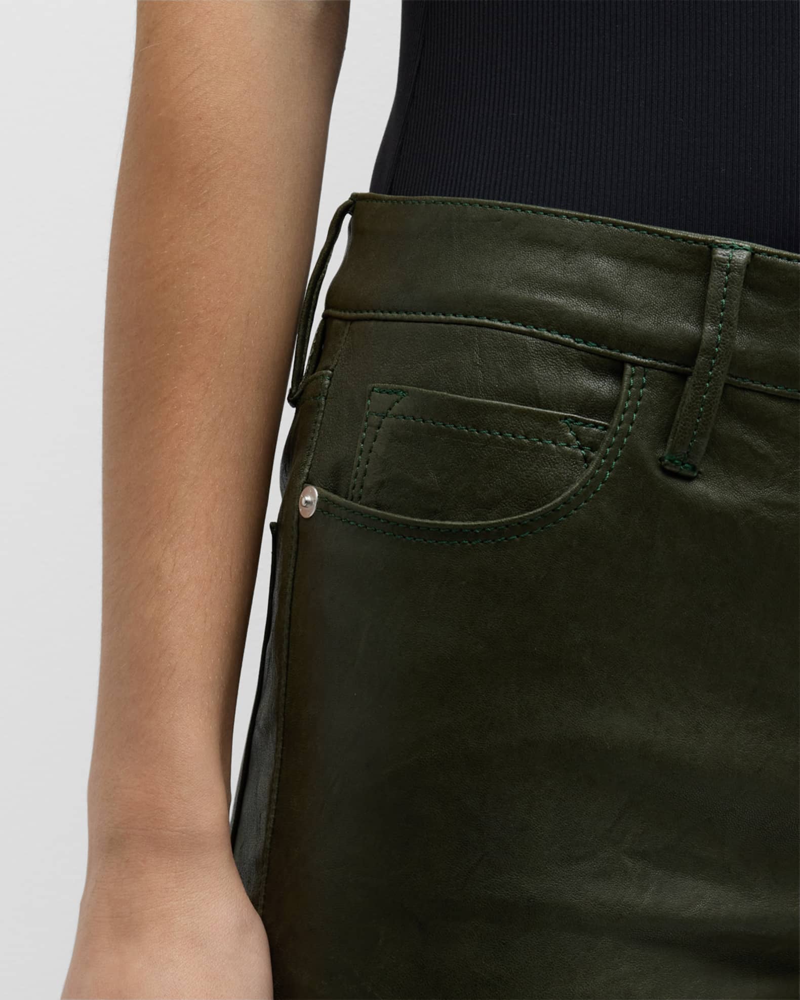 FRAME Le Crop Mini Boot Leather Pants | Neiman Marcus