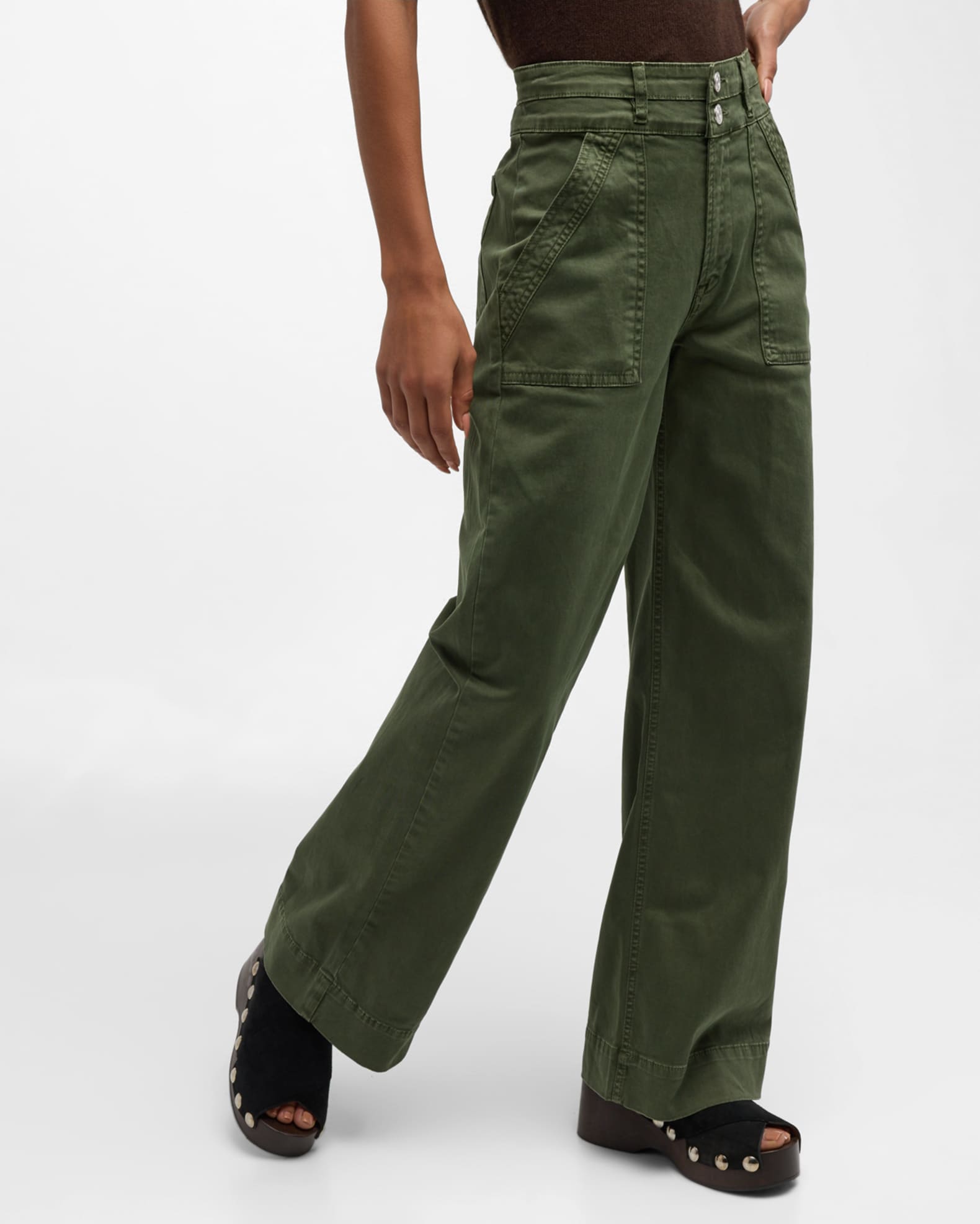 FRAME Double Waistband Slim Palazzo Pants | Neiman Marcus