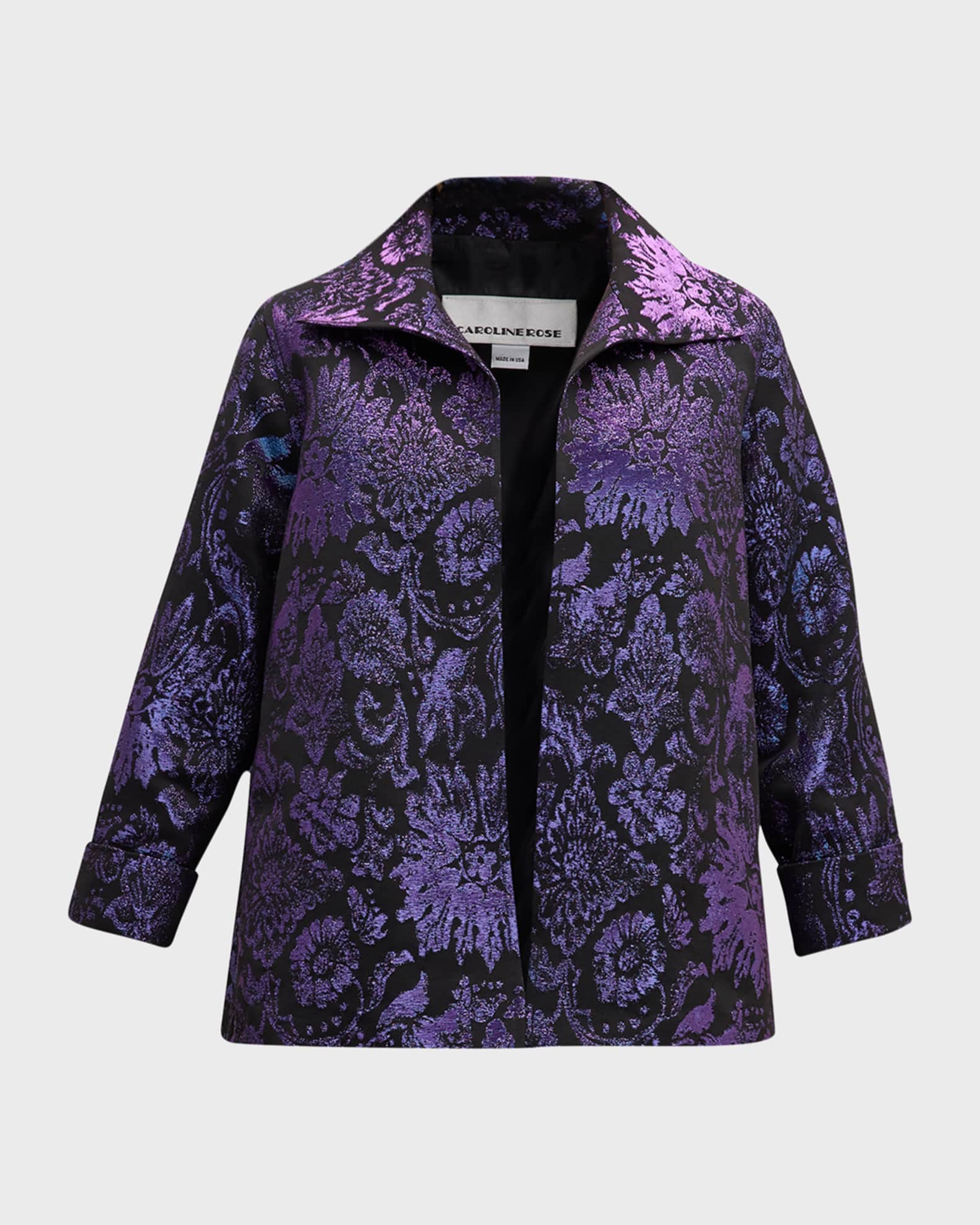Caroline Rose Midnight Radiance Floral Jacquard Jacket | Neiman Marcus