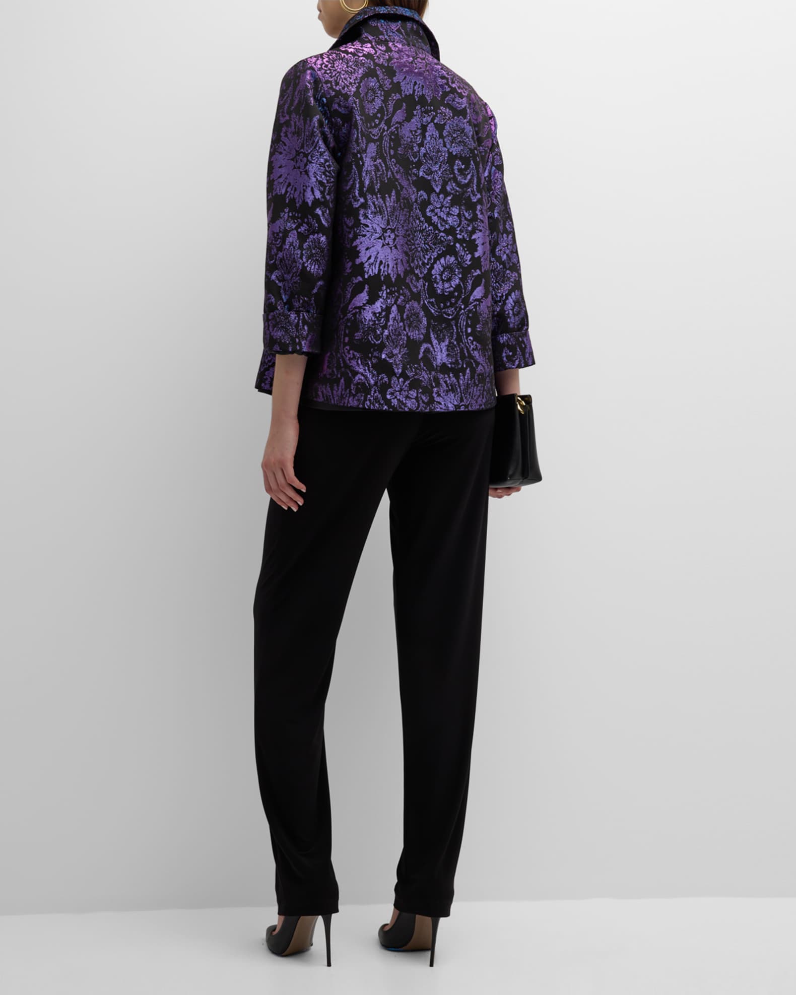 Caroline Rose Midnight Radiance Floral Jacquard Jacket | Neiman Marcus