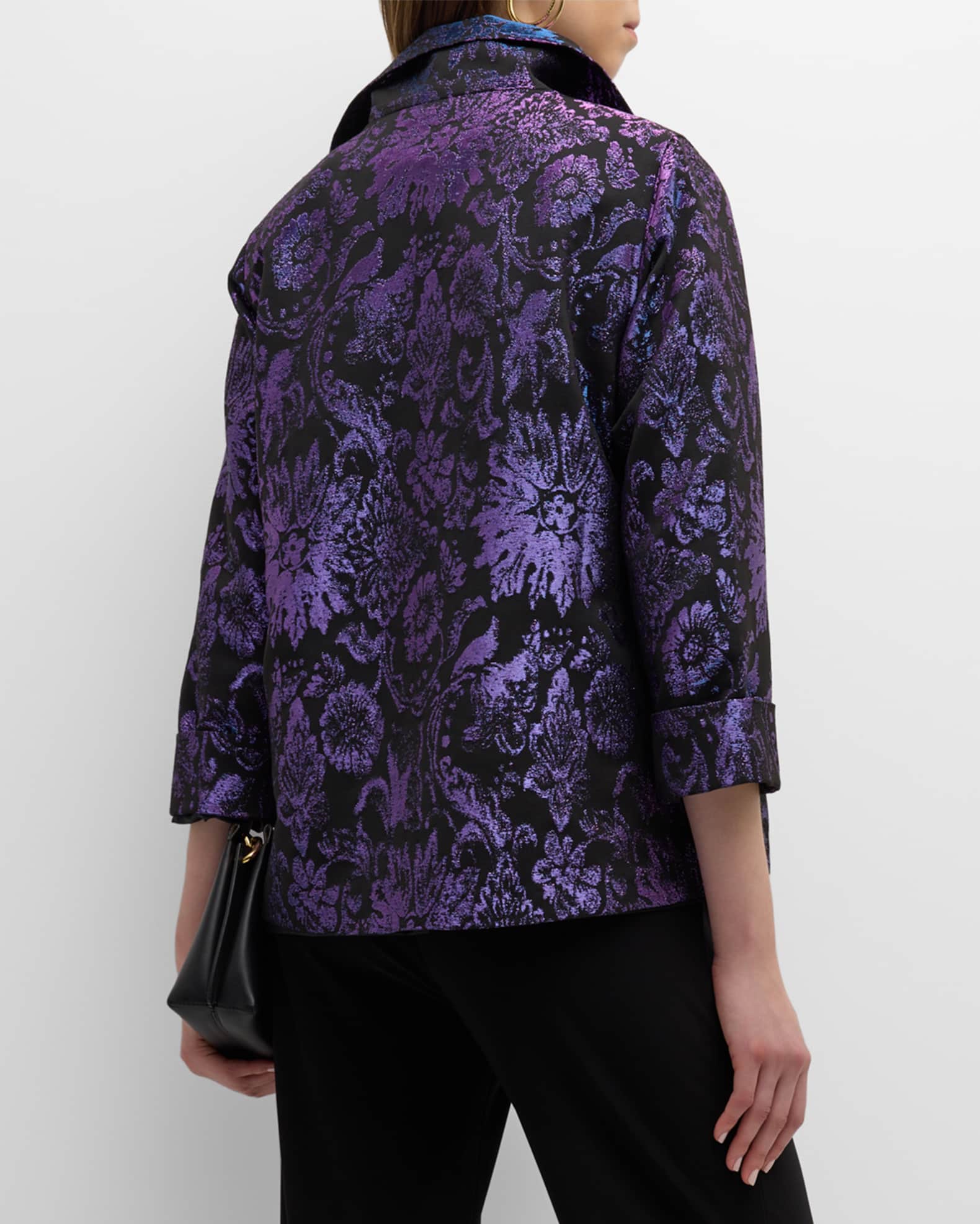 Caroline Rose Midnight Radiance Floral Jacquard Jacket | Neiman Marcus