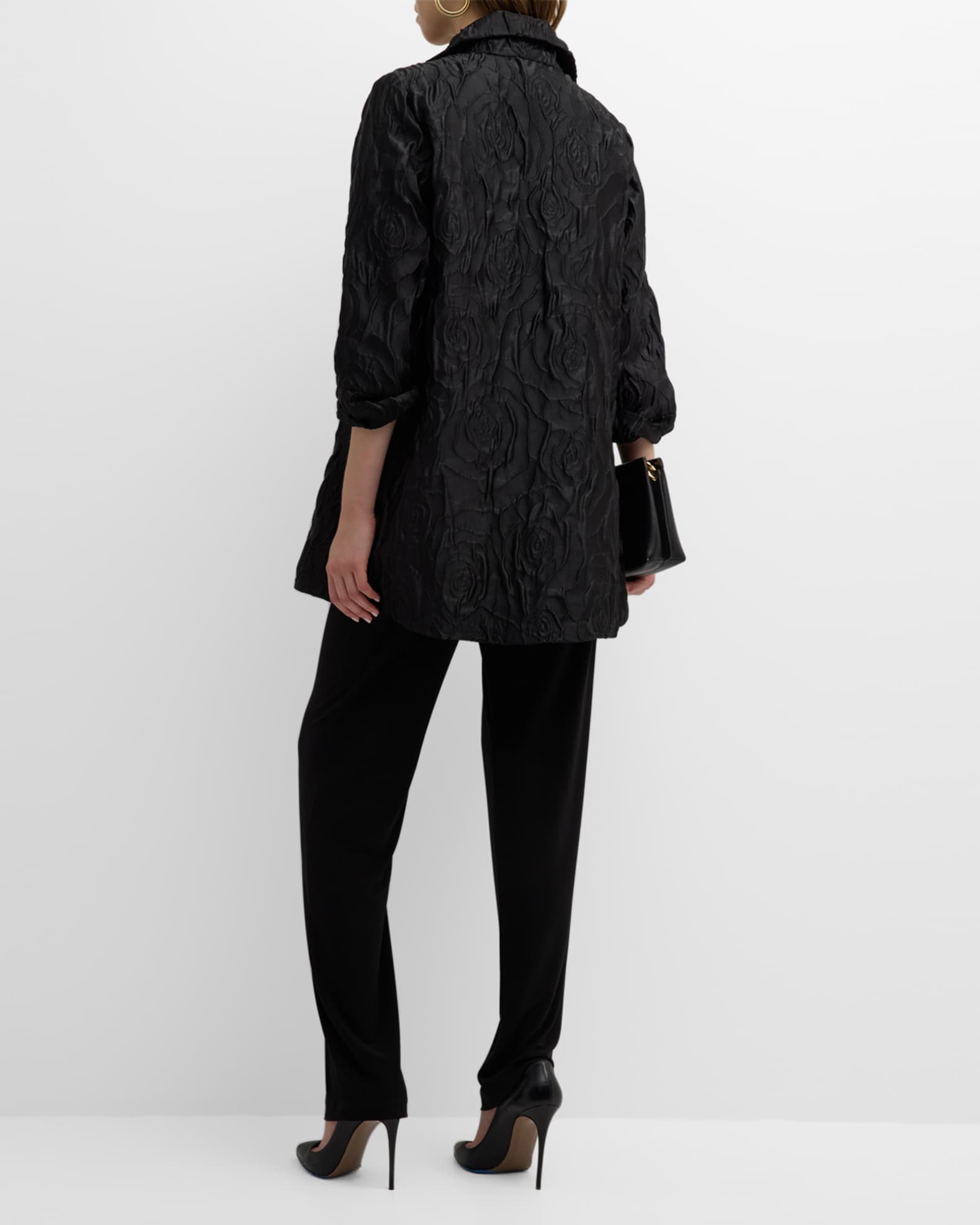 Caroline Rose Open-Front Rose Jacquard Party Jacket | Neiman Marcus