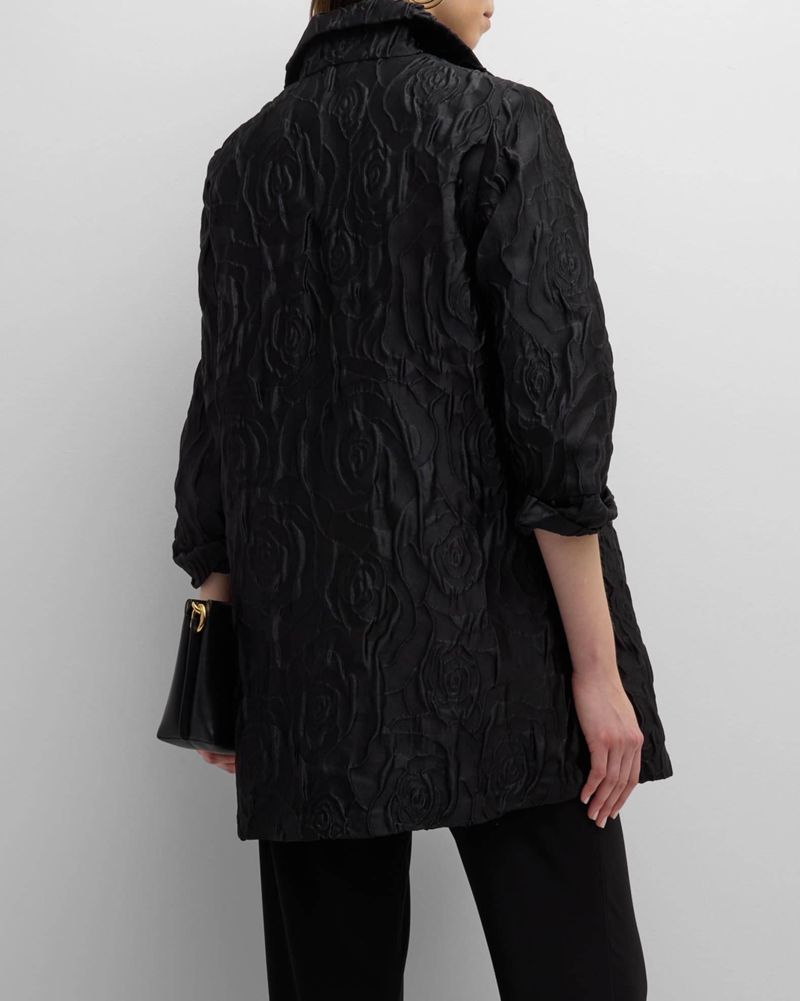 Caroline Rose Open-Front Rose Jacquard Party Jacket | Neiman Marcus