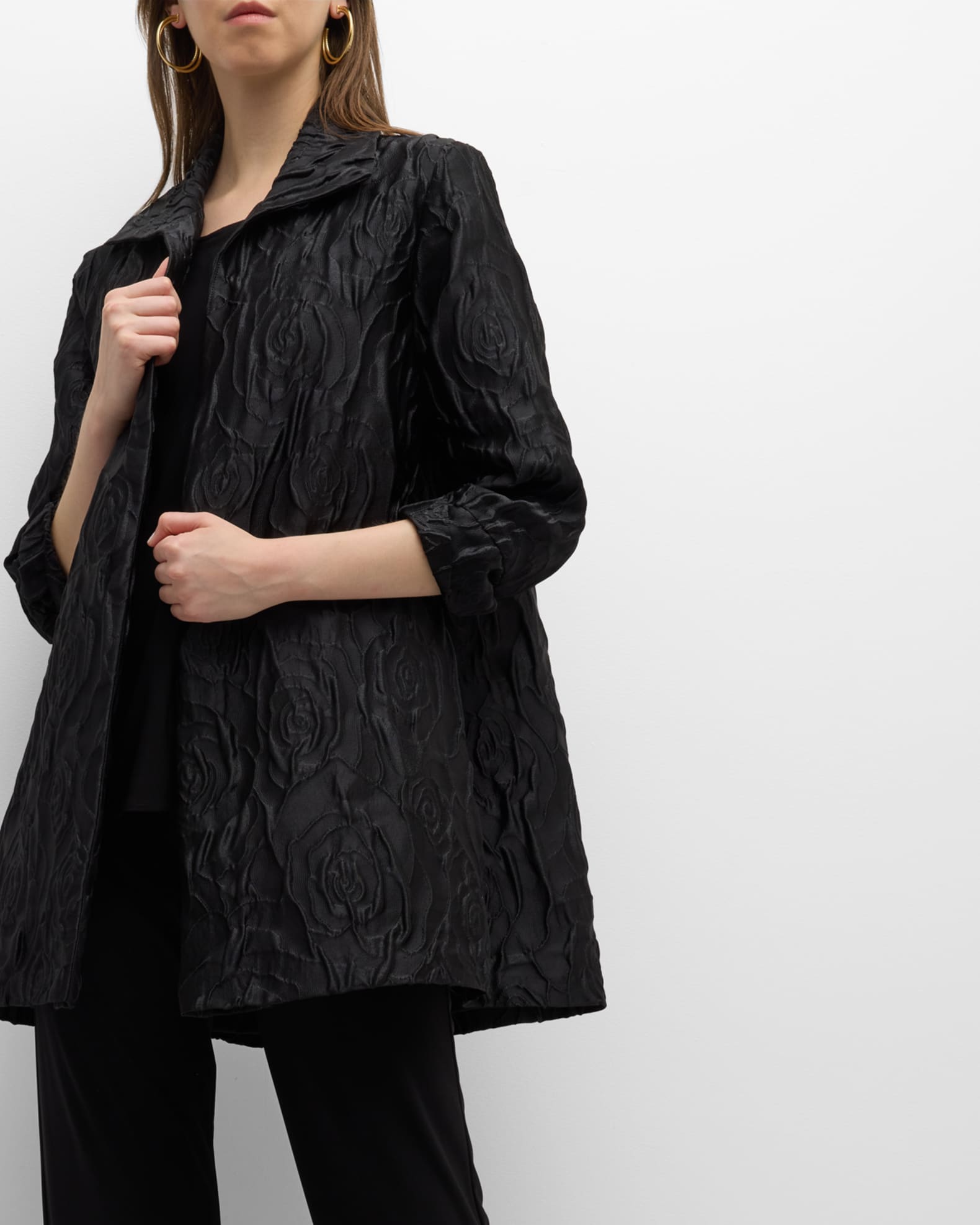 Caroline Rose Open-Front Rose Jacquard Party Jacket | Neiman Marcus
