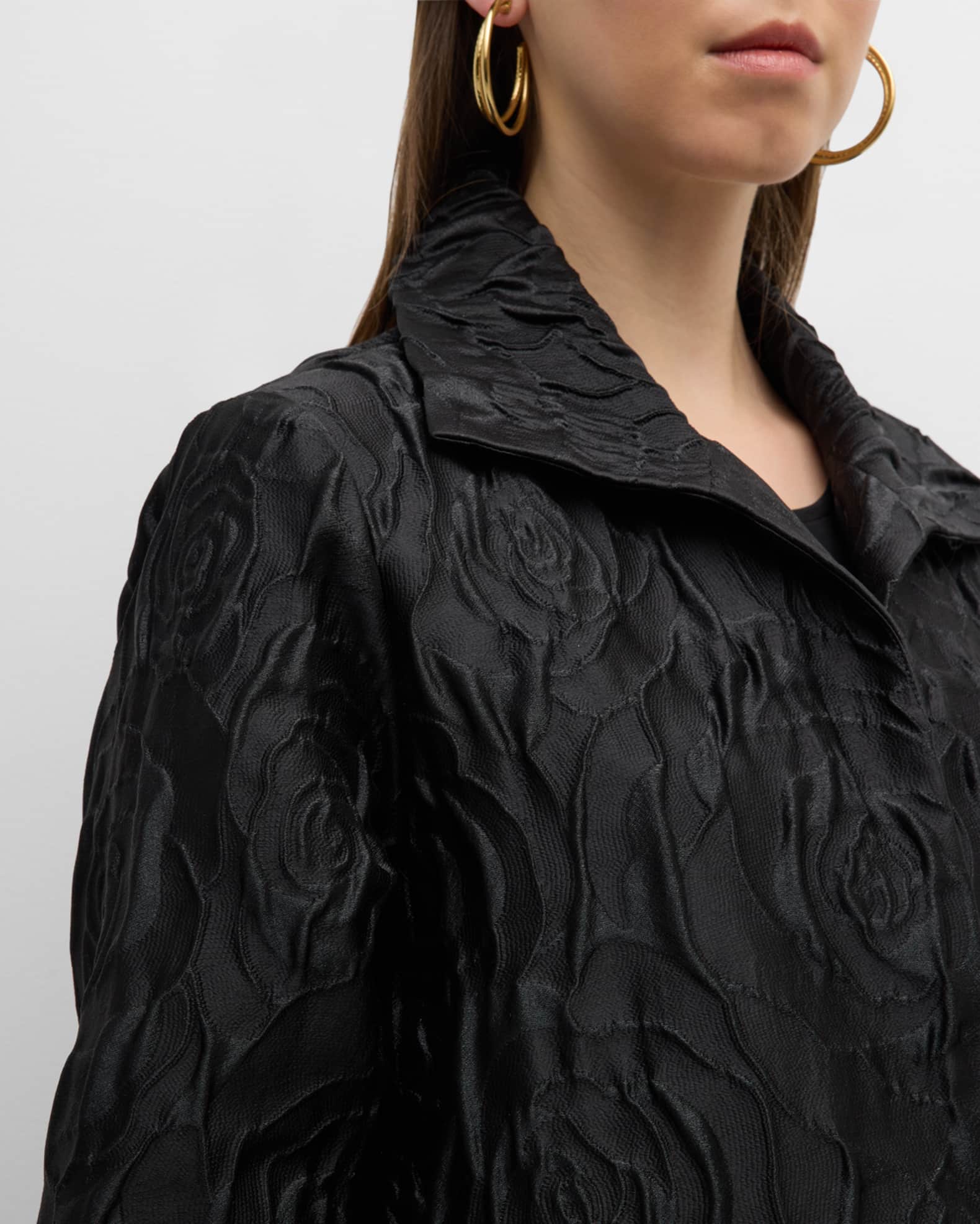 Caroline Rose Open-Front Rose Jacquard Party Jacket | Neiman Marcus
