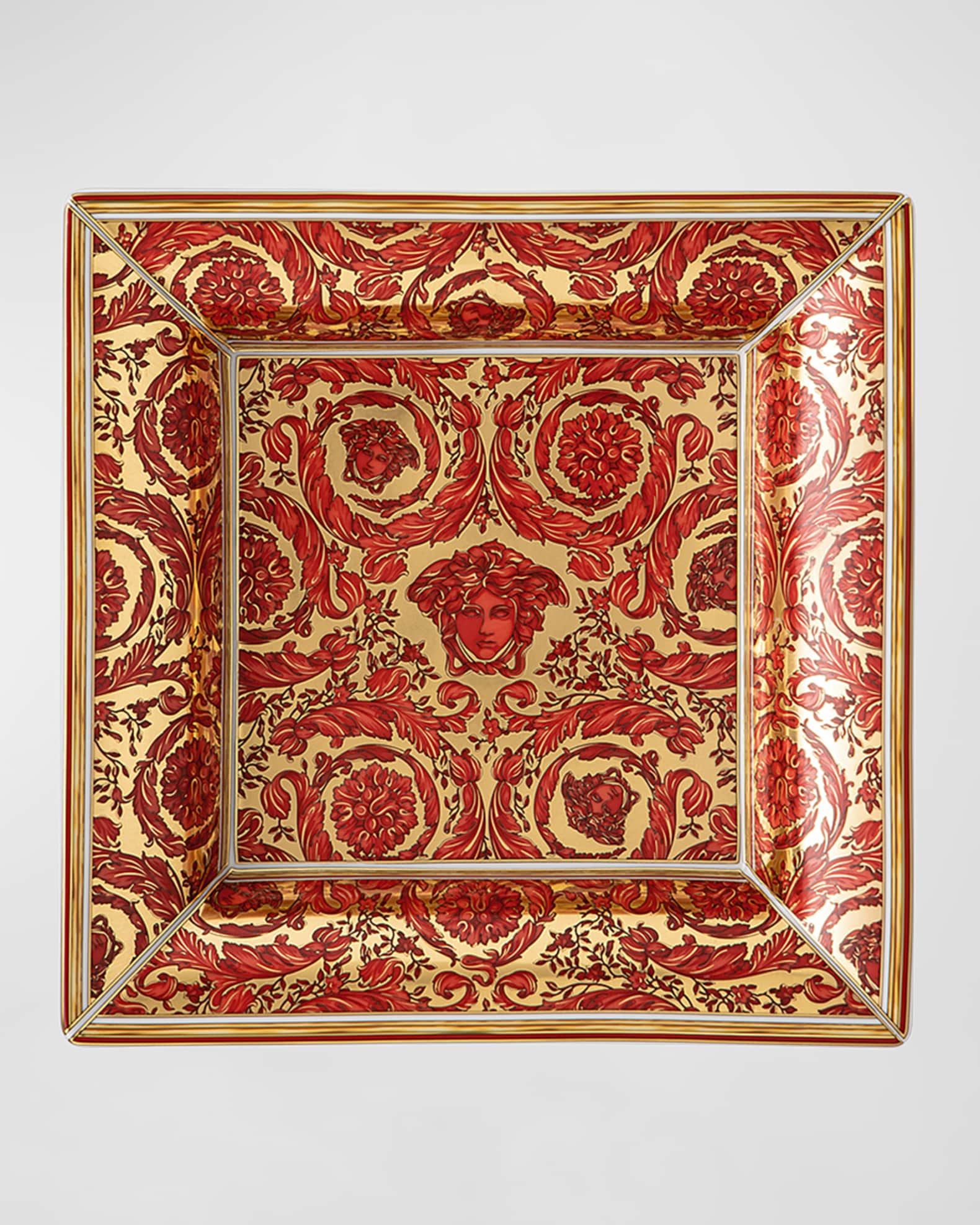 Versace Medusa Garland Red Tray, 7" Square | Neiman Marcus