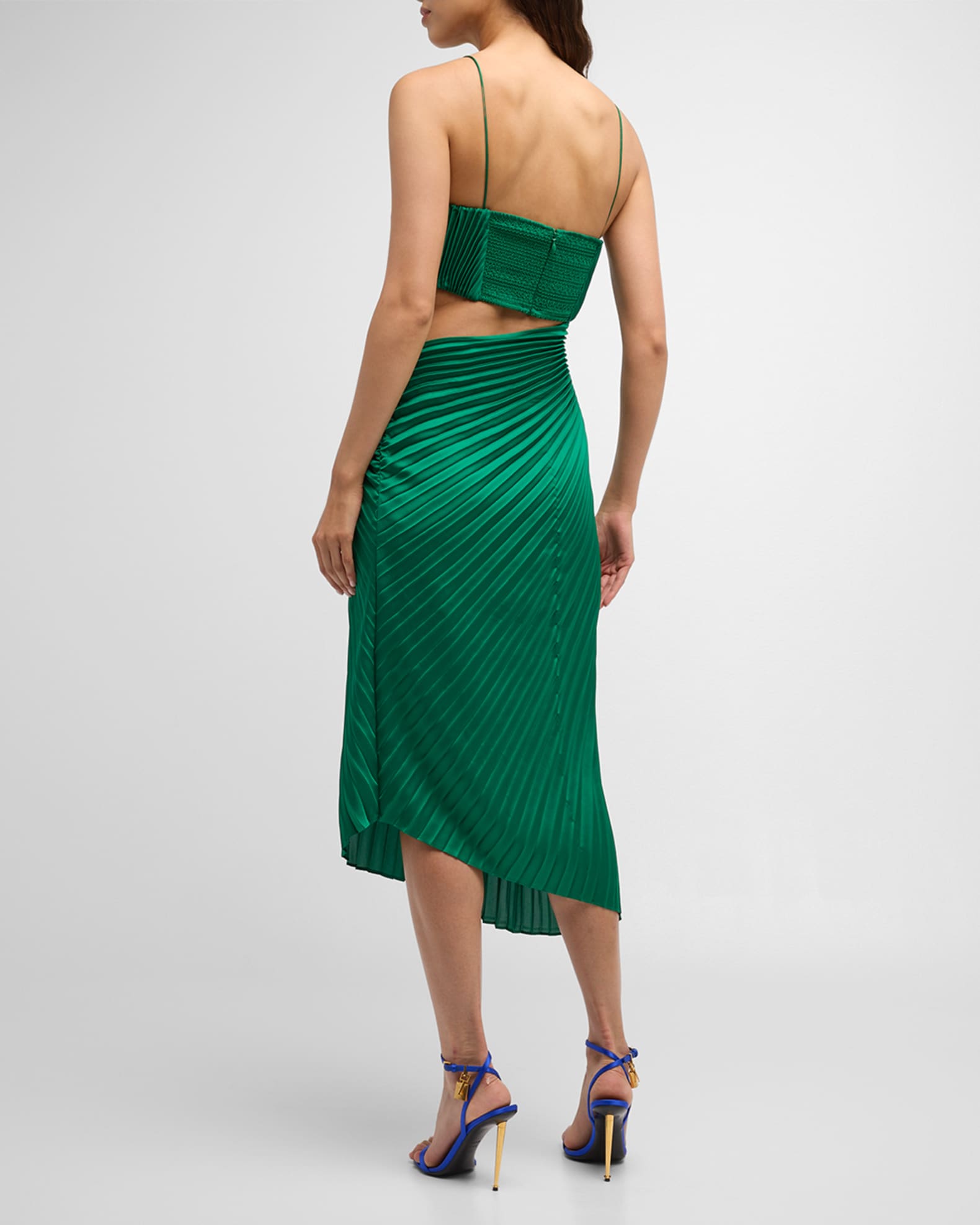 Alice + Olivia Fayeth Pleated Asymmetric Maxi Dress | Neiman Marcus