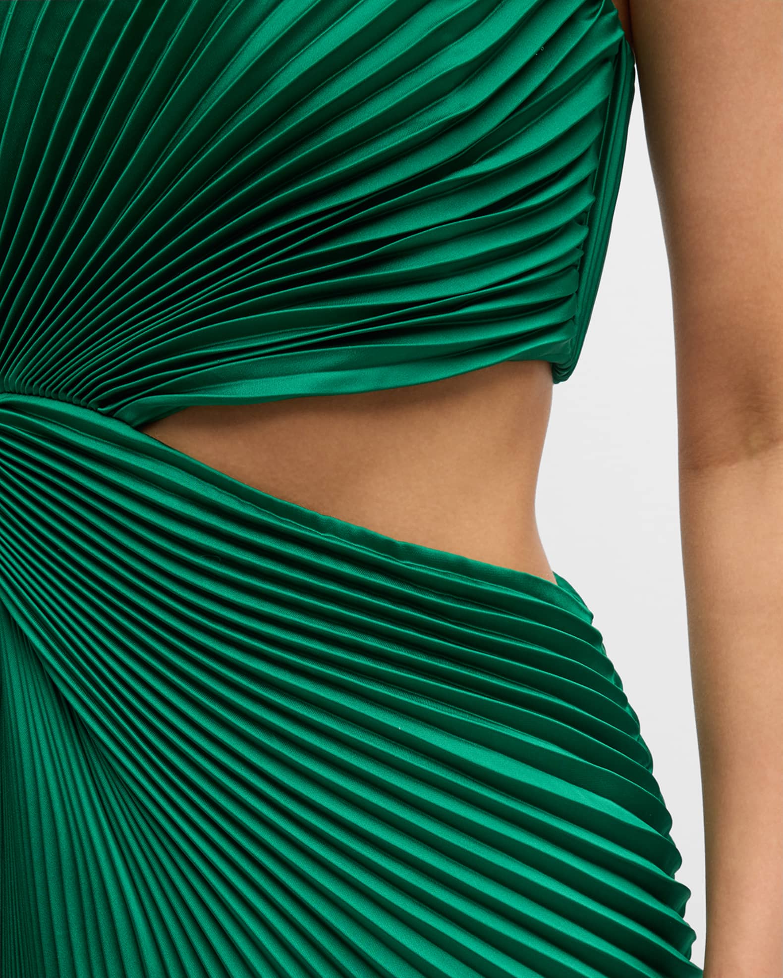 Alice + Olivia Fayeth Pleated Asymmetric Maxi Dress | Neiman Marcus