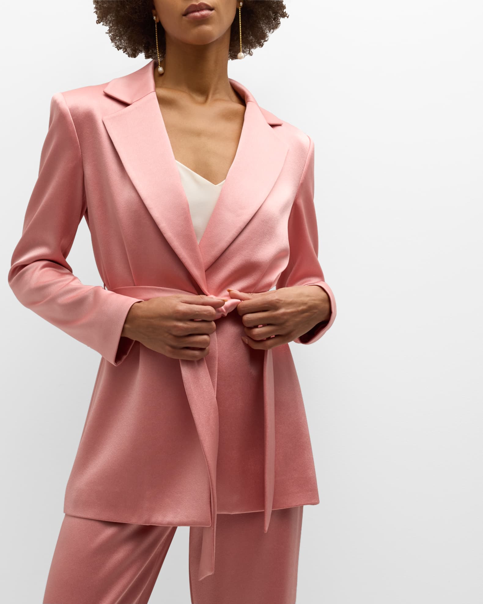 Alice + Olivia Karley Satin Wrap Blazer | Neiman Marcus