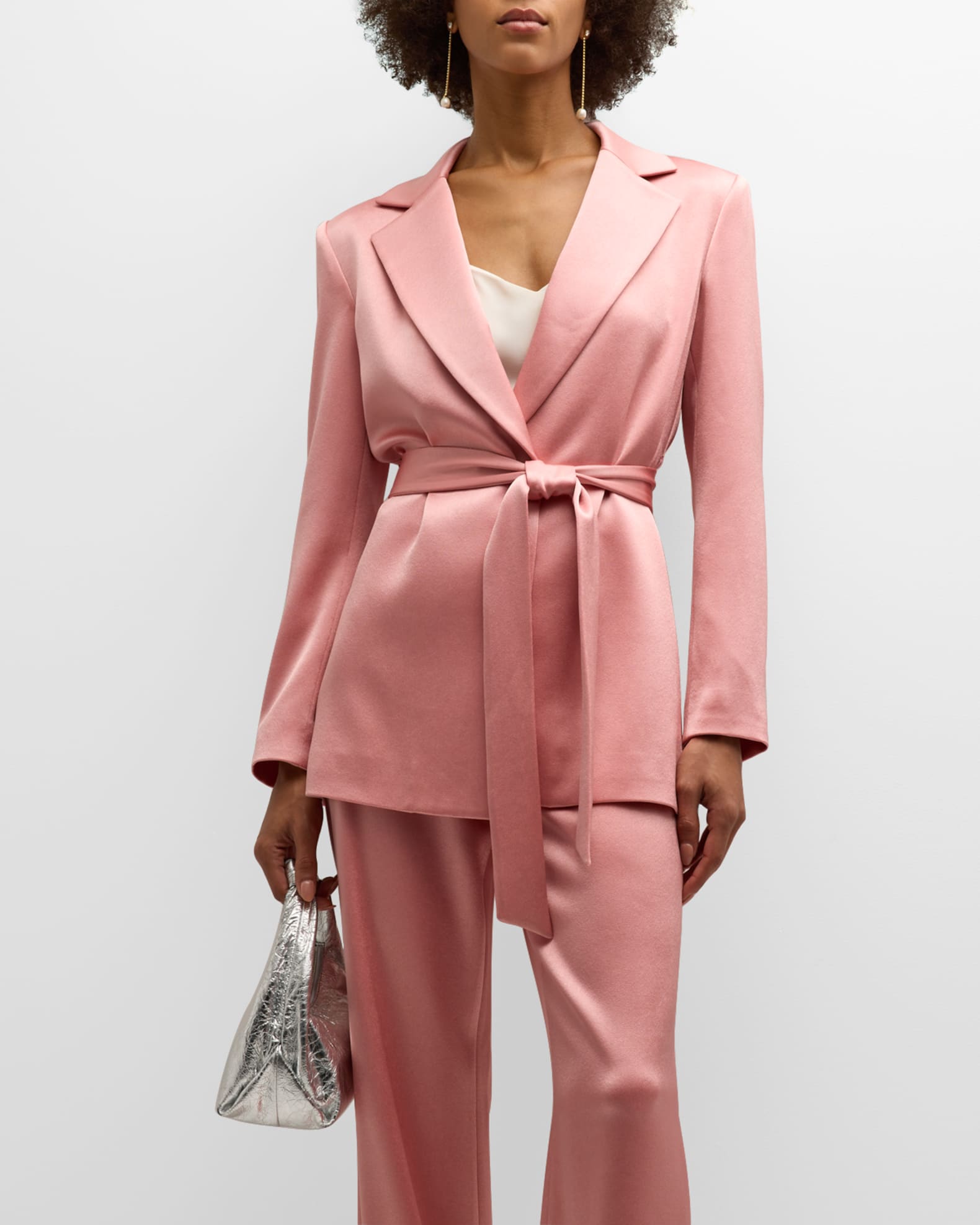 Alice + Olivia Karley Satin Wrap Blazer | Neiman Marcus