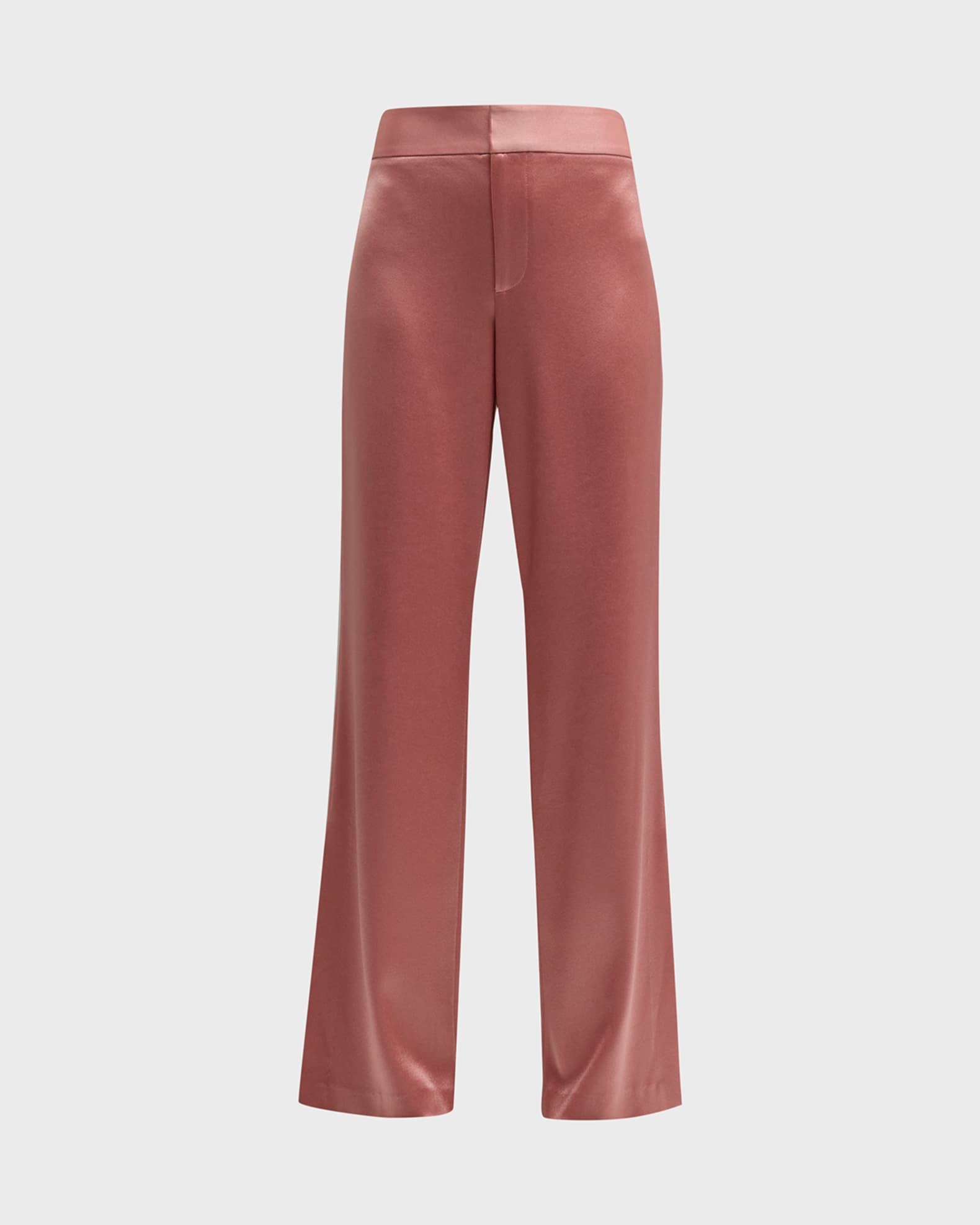 Alice + Olivia JC Mid-Rise Satin Pants with Side Slits | Neiman Marcus