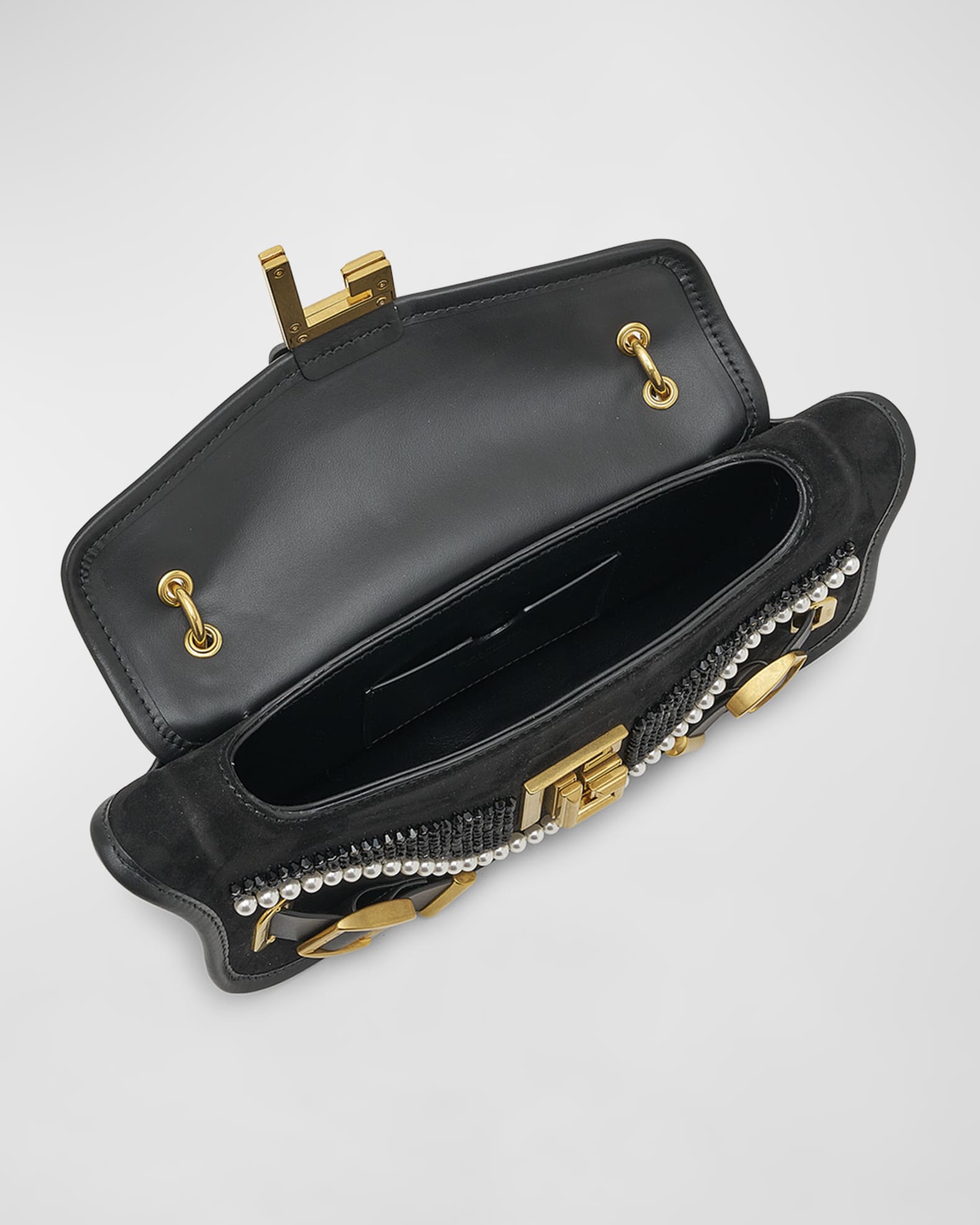 Balmain Blaze Top-Handle Bag in Beaded Leather | Neiman Marcus