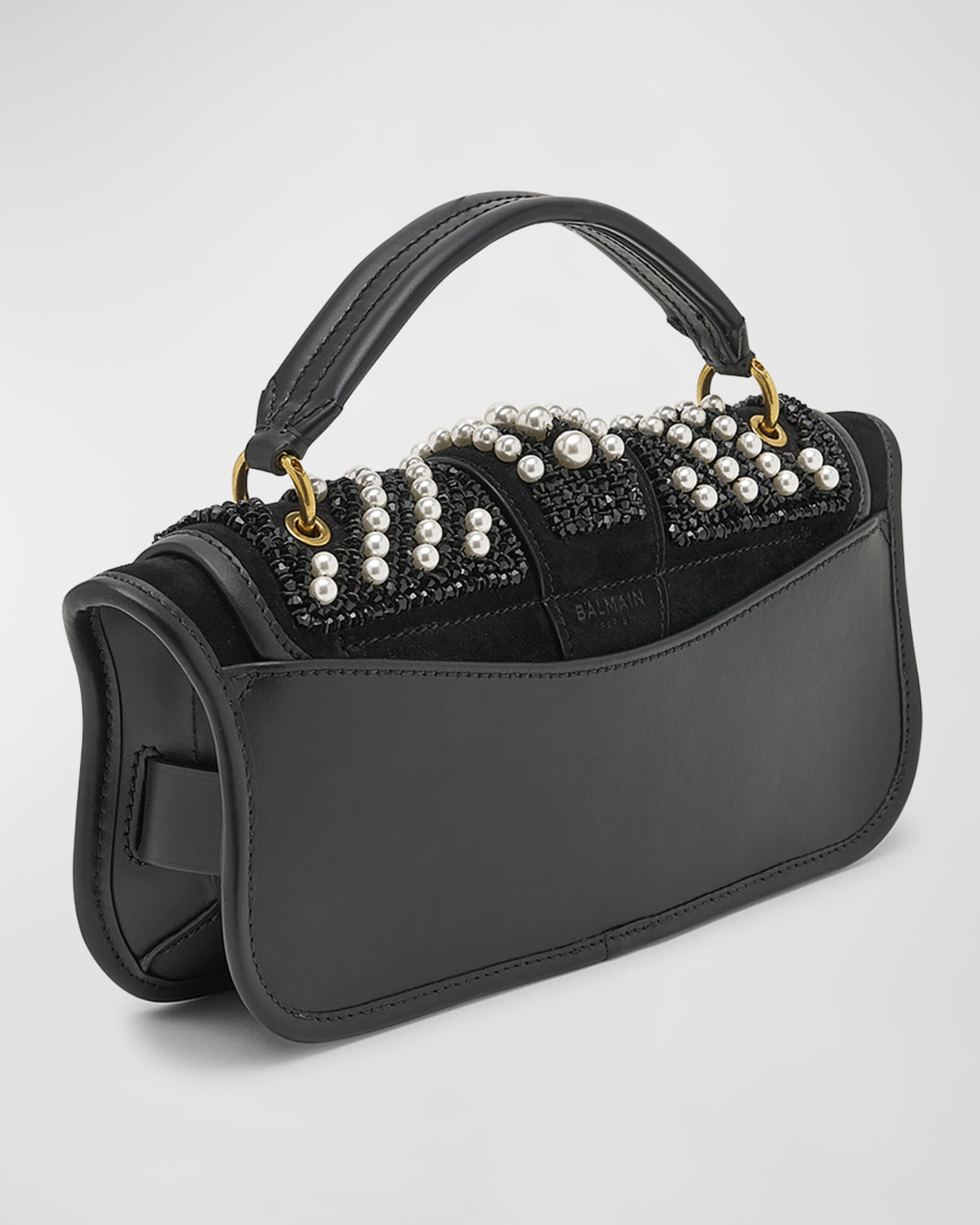Balmain Blaze Top-Handle Bag in Beaded Leather | Neiman Marcus