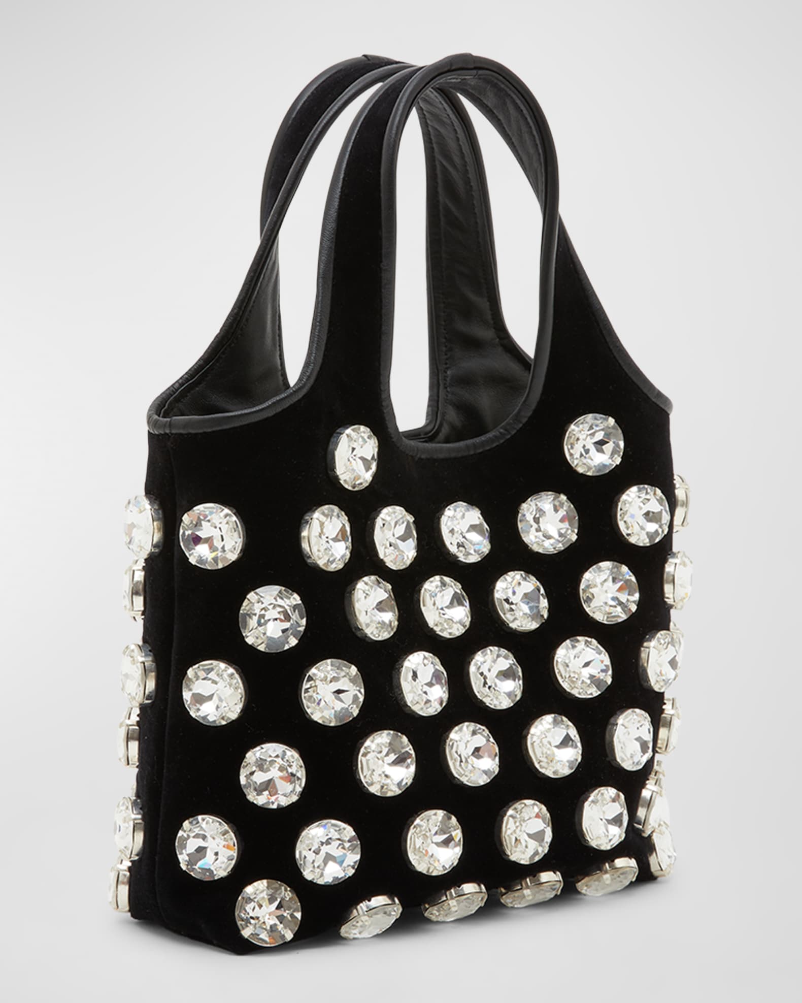 Balmain Grocery Small Tote Bag in Velvet with Crystals | Neiman Marcus