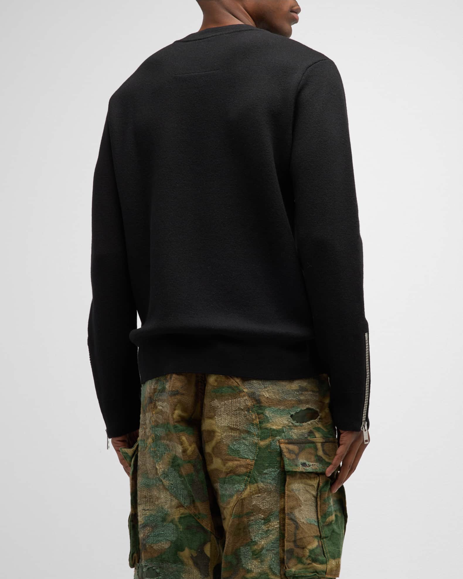 Givenchy Men's 4G Felted Zip-Cuff Sweater | Neiman Marcus