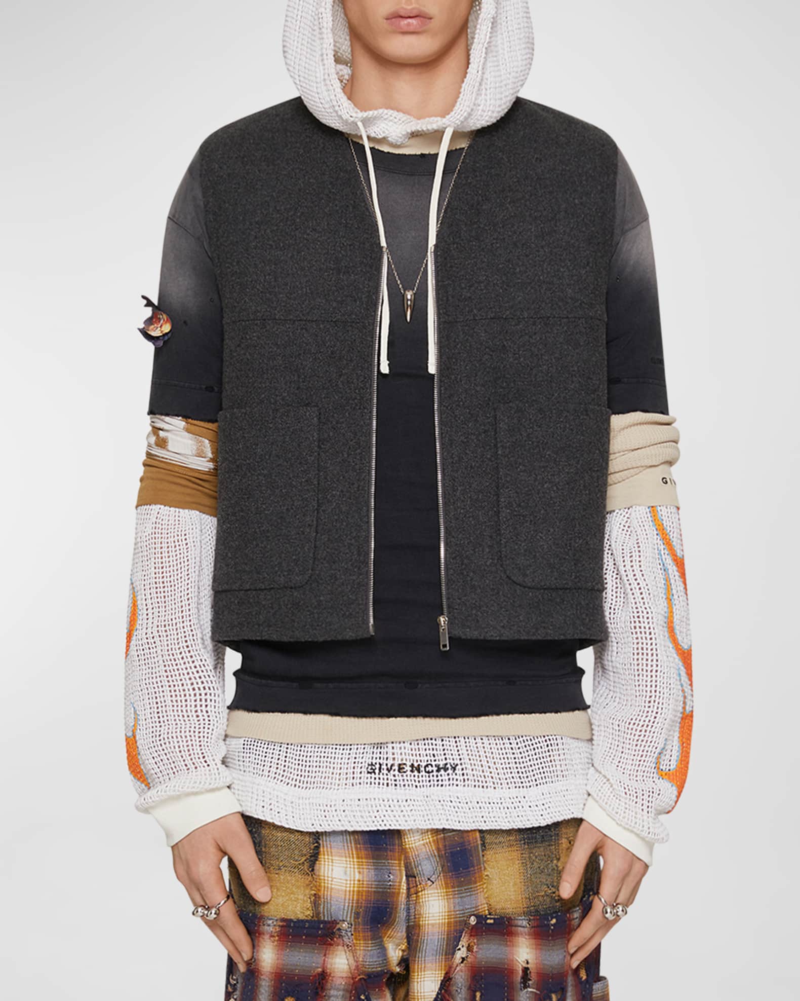 Givenchy Men's Double-Face Wool-Cashmere Vest | Neiman Marcus