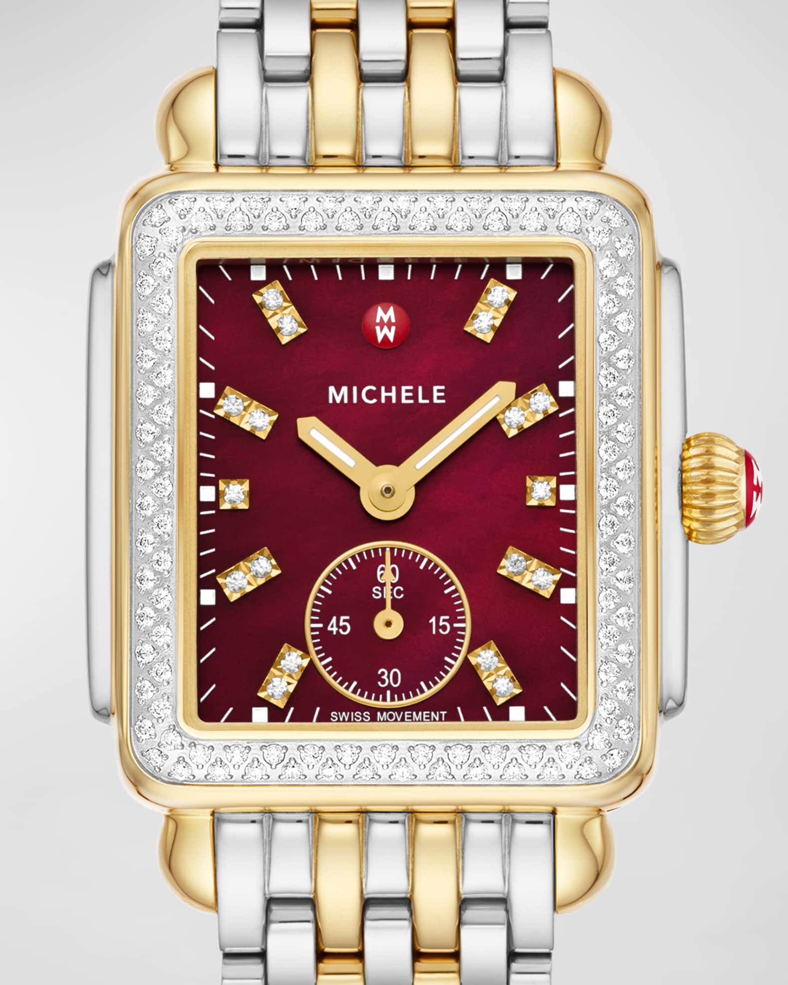 MICHELE Deco Mid Two Tone 18K Gold Plated Diamond Watch | Neiman Marcus