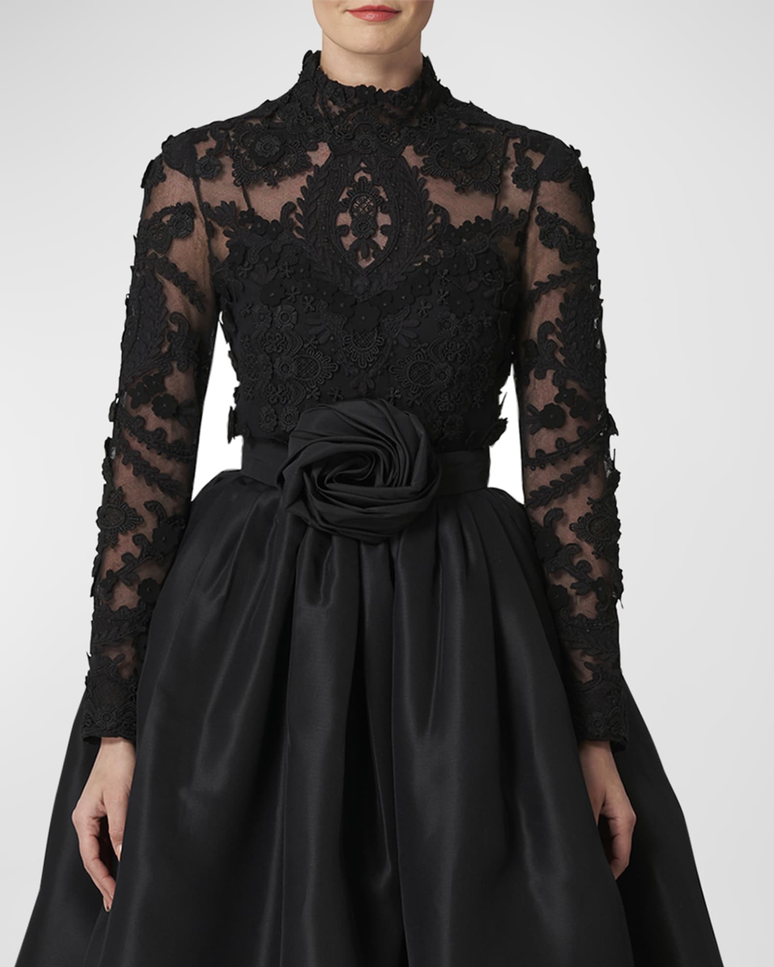 Carolina Herrera Embroidered Floral Applique Top with Cami | Neiman Marcus