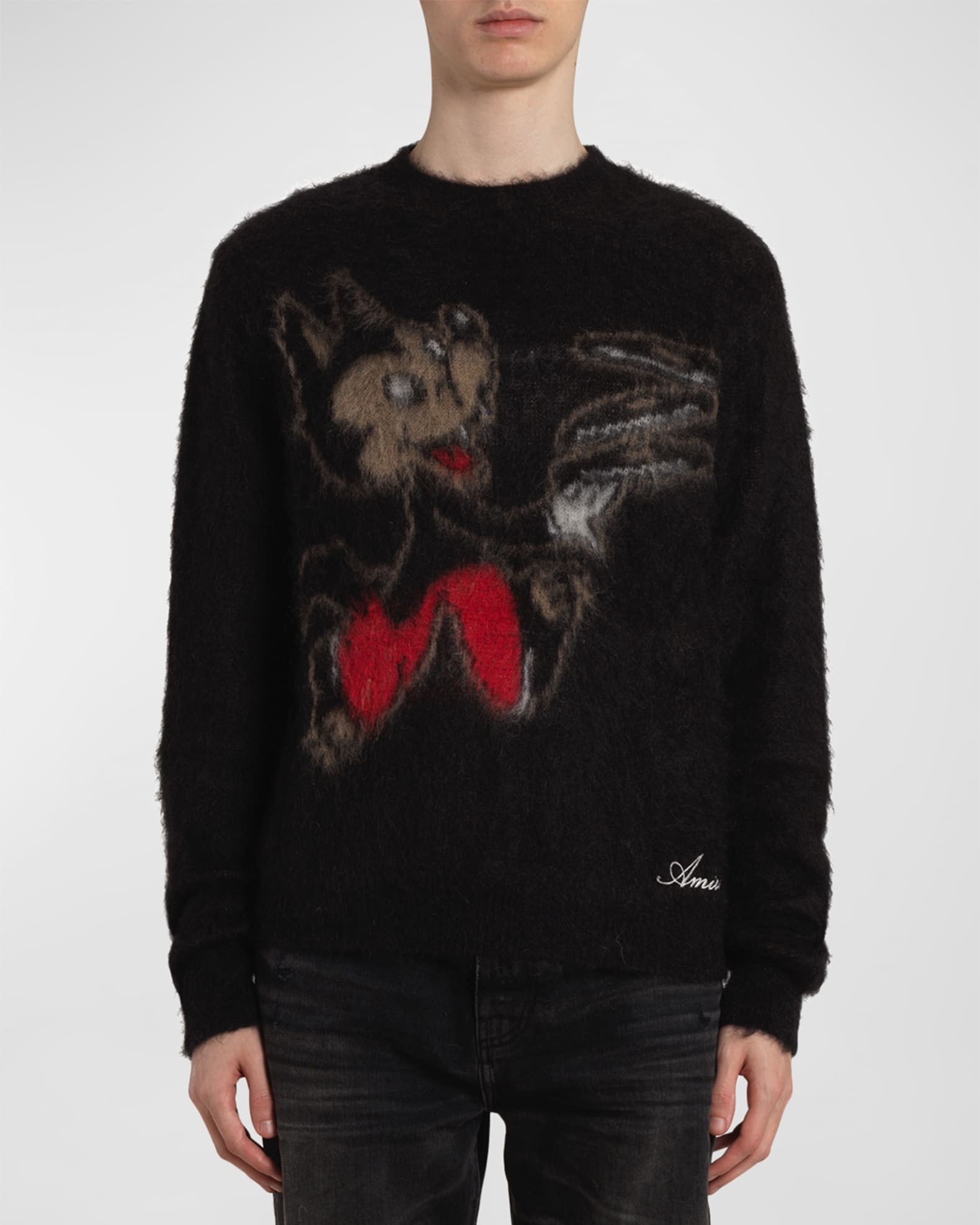 Amiri Men's Record Wolf Mohair-Blend Sweater | Neiman Marcus