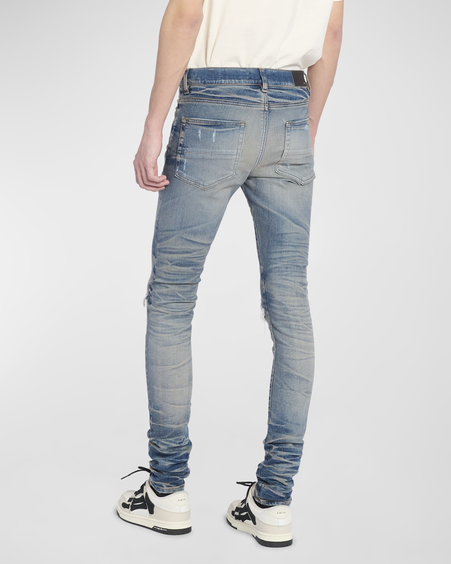 Amiri Men's MX1 Contrast-Patch Skinny Jeans | Neiman Marcus