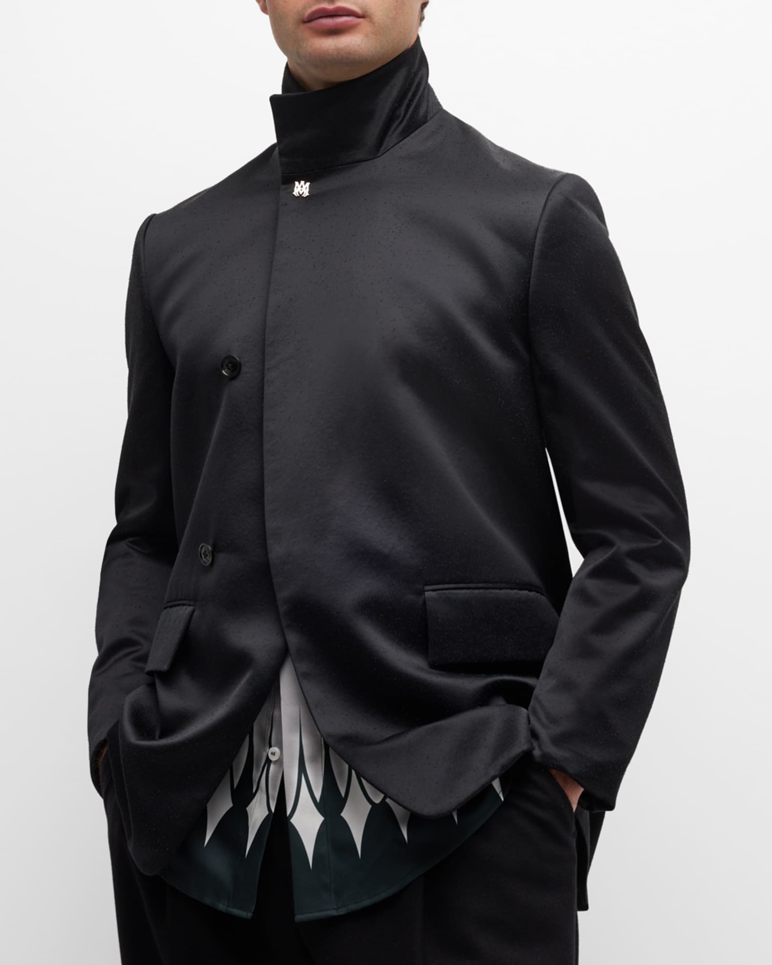 Amiri Men's Double-Breasted Stand Collar Blazer | Neiman Marcus Amiri Men's Double-Breasted Stand Collar Blazer | Neiman Marcus