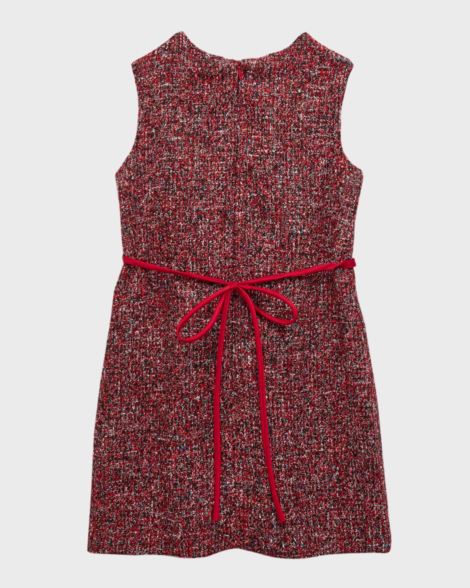 Girl's Tweed Sleeveless Dress With Ruffle Trim | Neiman Marcus