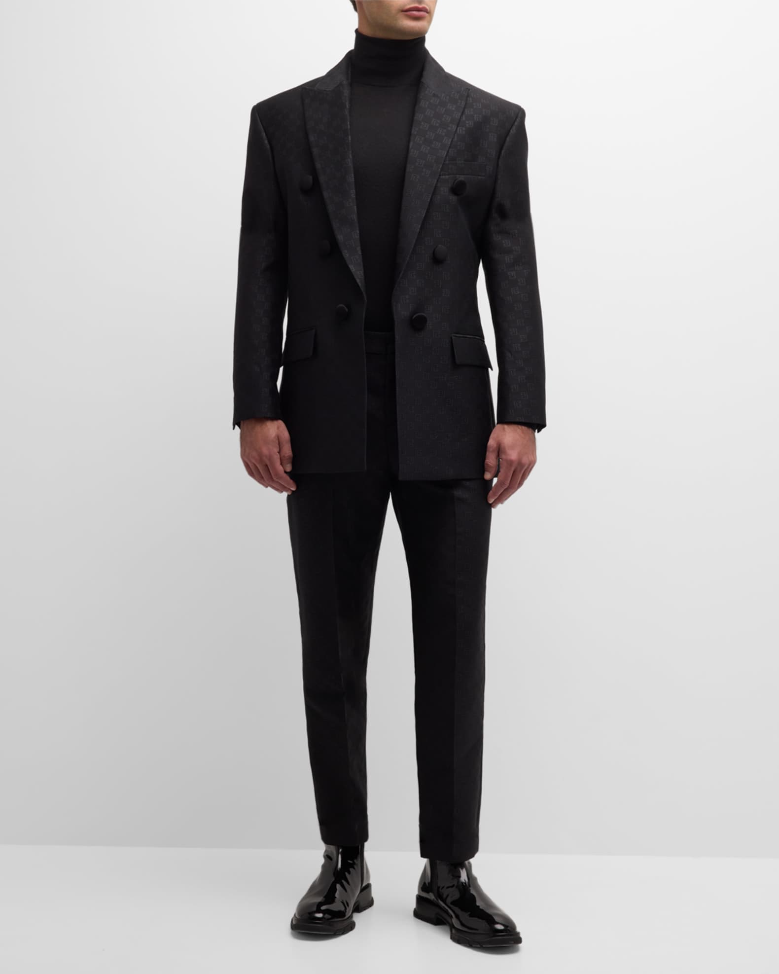 Balmain Men's Mini Monogram Jacquard Pants | Neiman Marcus