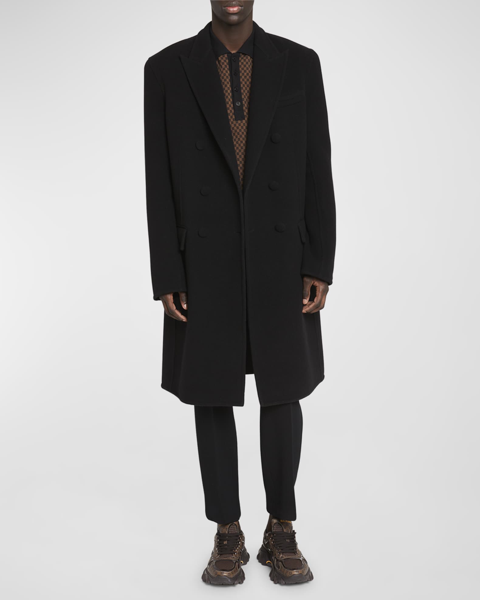 Balmain Men's Double-Face Wool and Cashmere Overcoat | Neiman Marcus