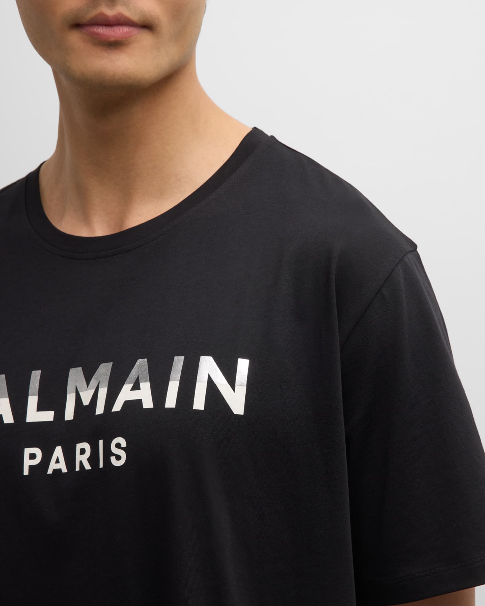 Balmain Men's Foil Logo Bulky-Fit T-Shirt | Neiman Marcus