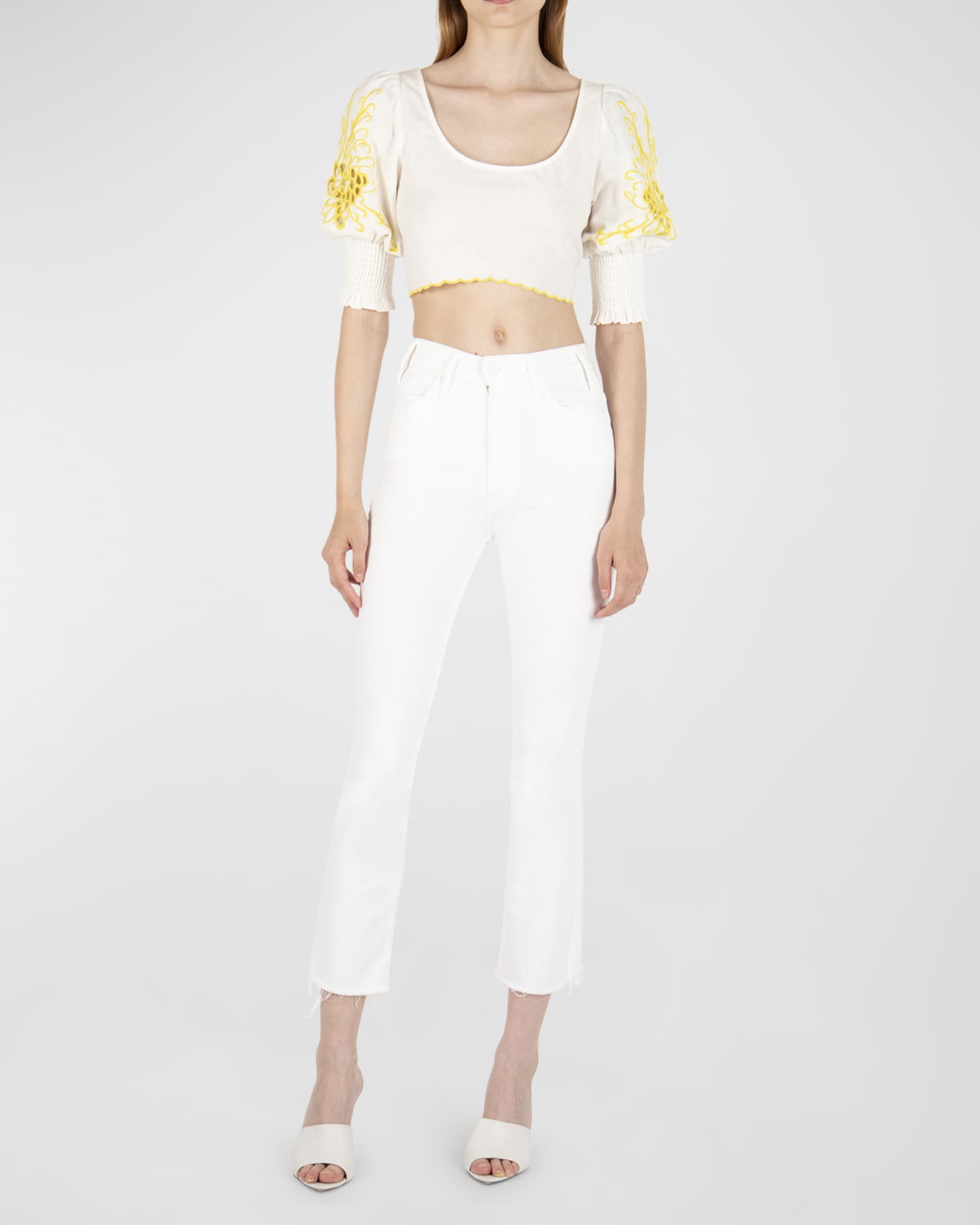 Secret Mission Ellis Balloon-Sleeve Crop Top | Neiman Marcus