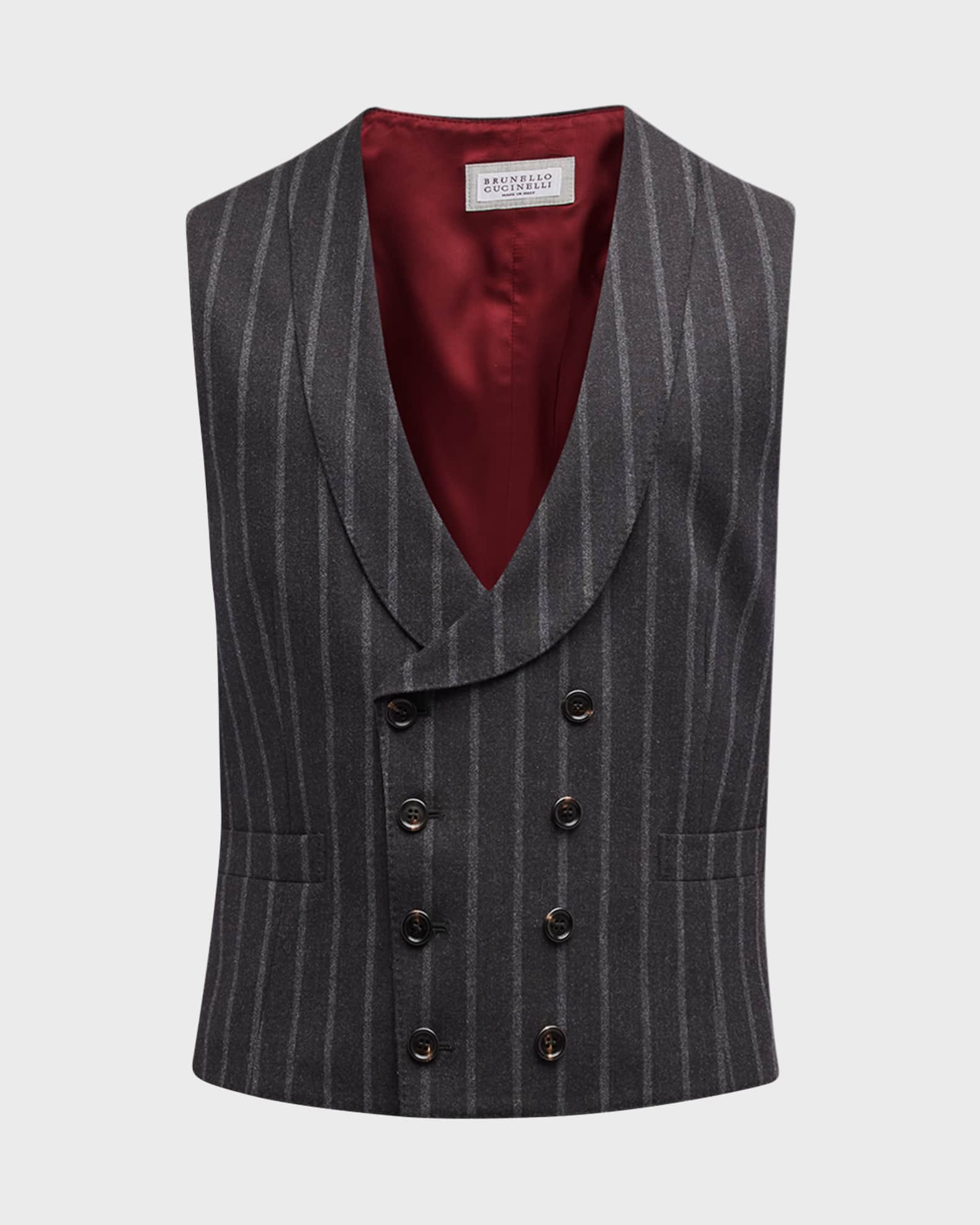 Brunello Cucinelli Men's Hollywood Glamour Double-Breasted Stripe Vest ...