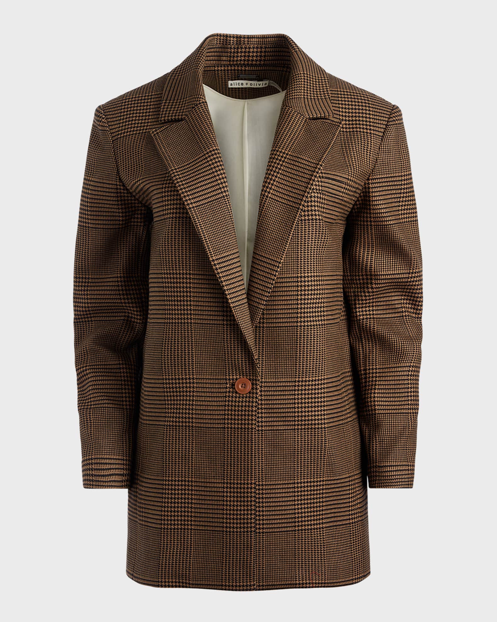 Alice + Olivia Colley Strong-Shoulder Plaid Blazer | Neiman Marcus