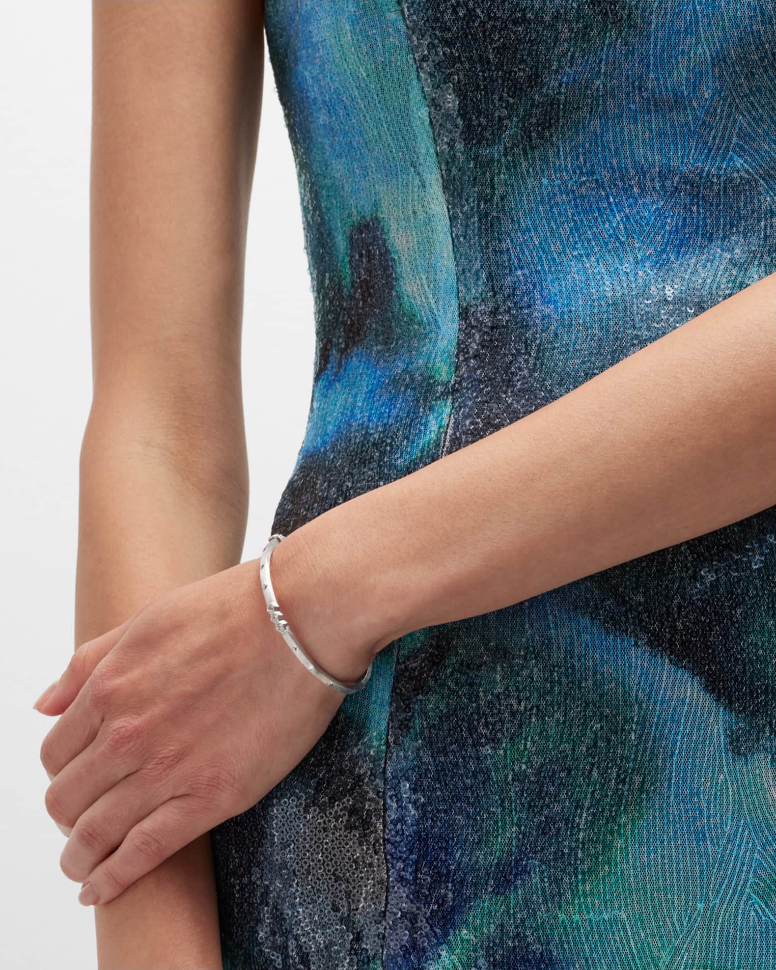 Jude Frances Sterling Silver Provence 3-Stone Hex Bangle | Neiman Marcus