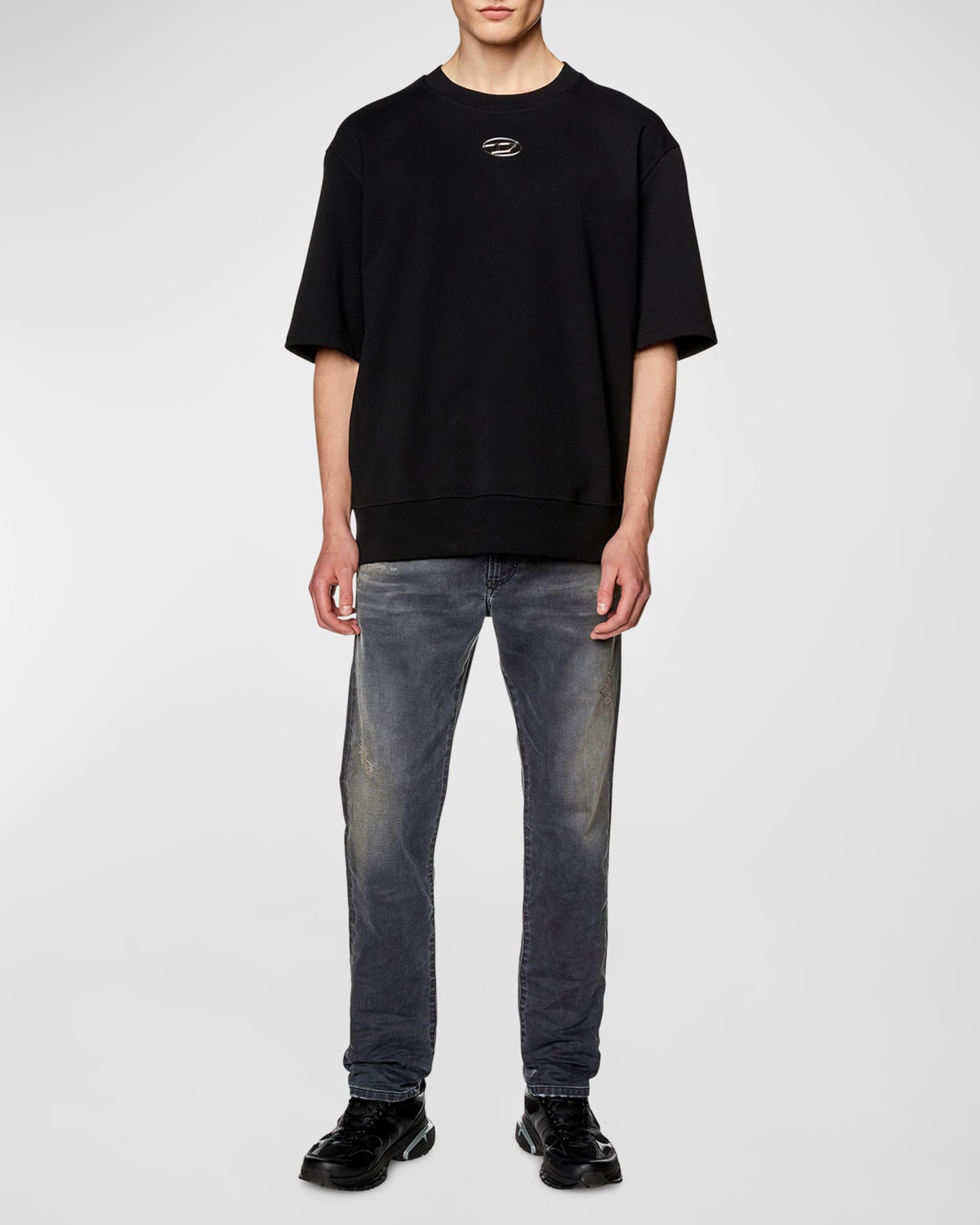 Diesel Men's D-Krooley Jogg L.32 Dark Grey Wash Denim Sweat Jeans ...