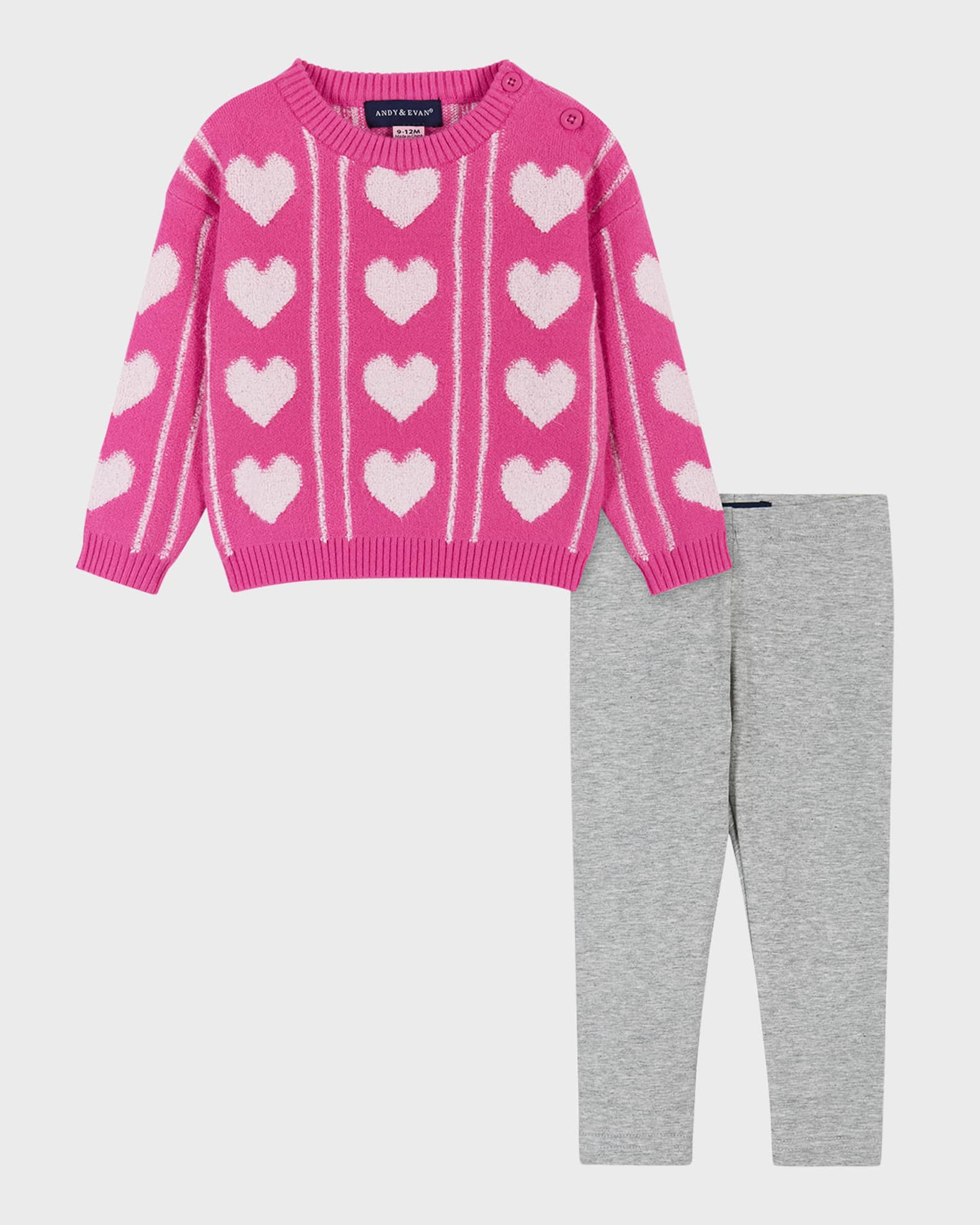 Andy & Evan Girl's Heart Sherpa Sweater & Leggings Set, Size Newborn ...
