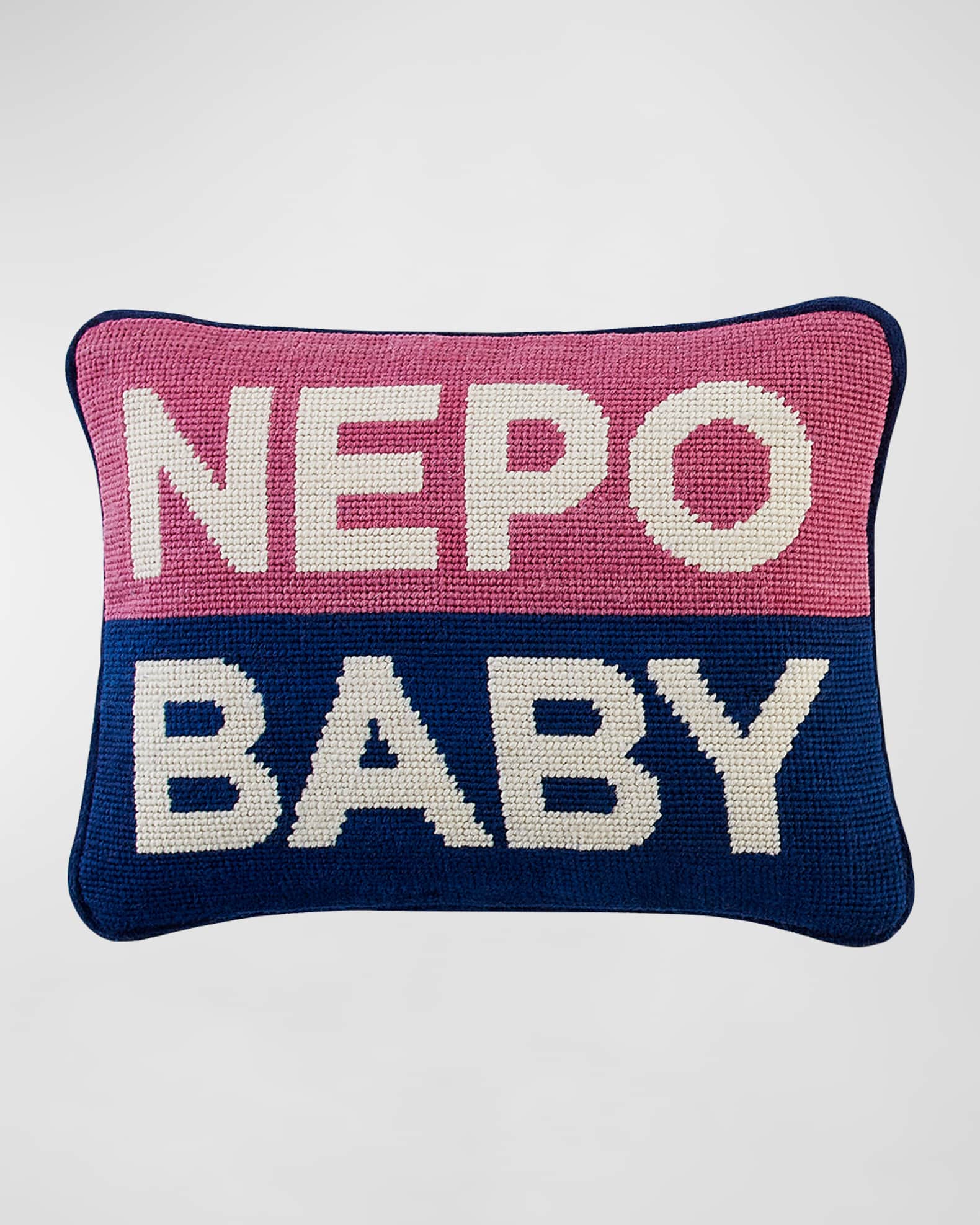 Jonathan Adler Personality Nepo Baby Needlepoint Pillow | Neiman Marcus