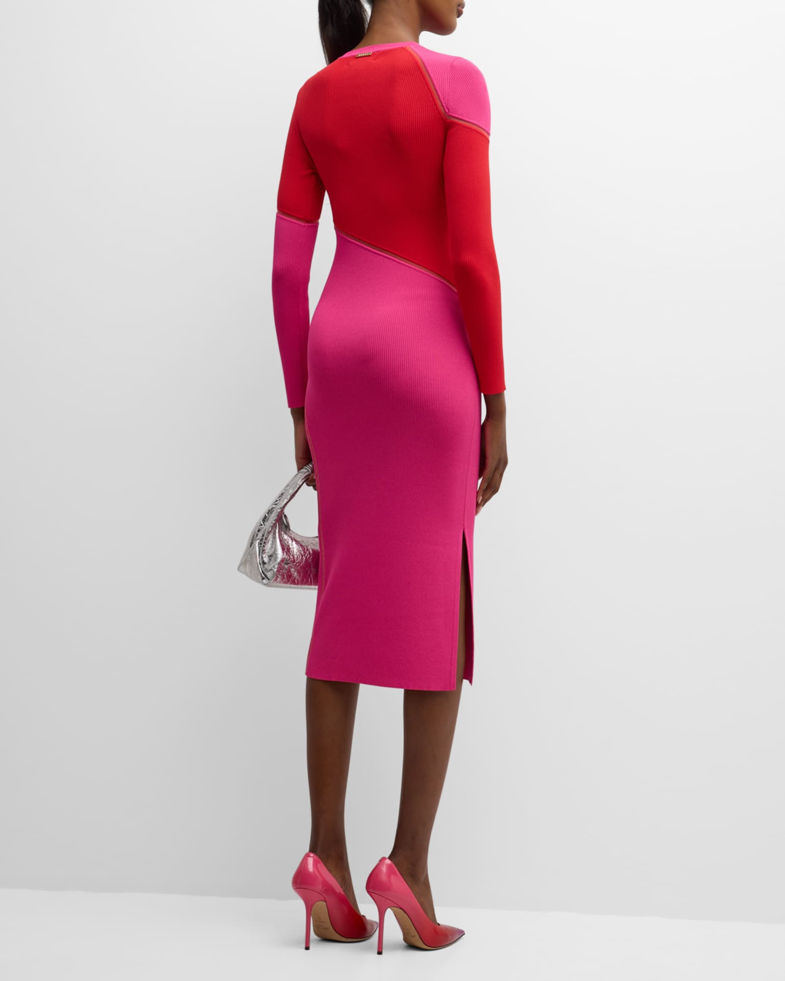 Milly Raziela Ribbed Colorblock Bodycon Midi Dress | Neiman Marcus