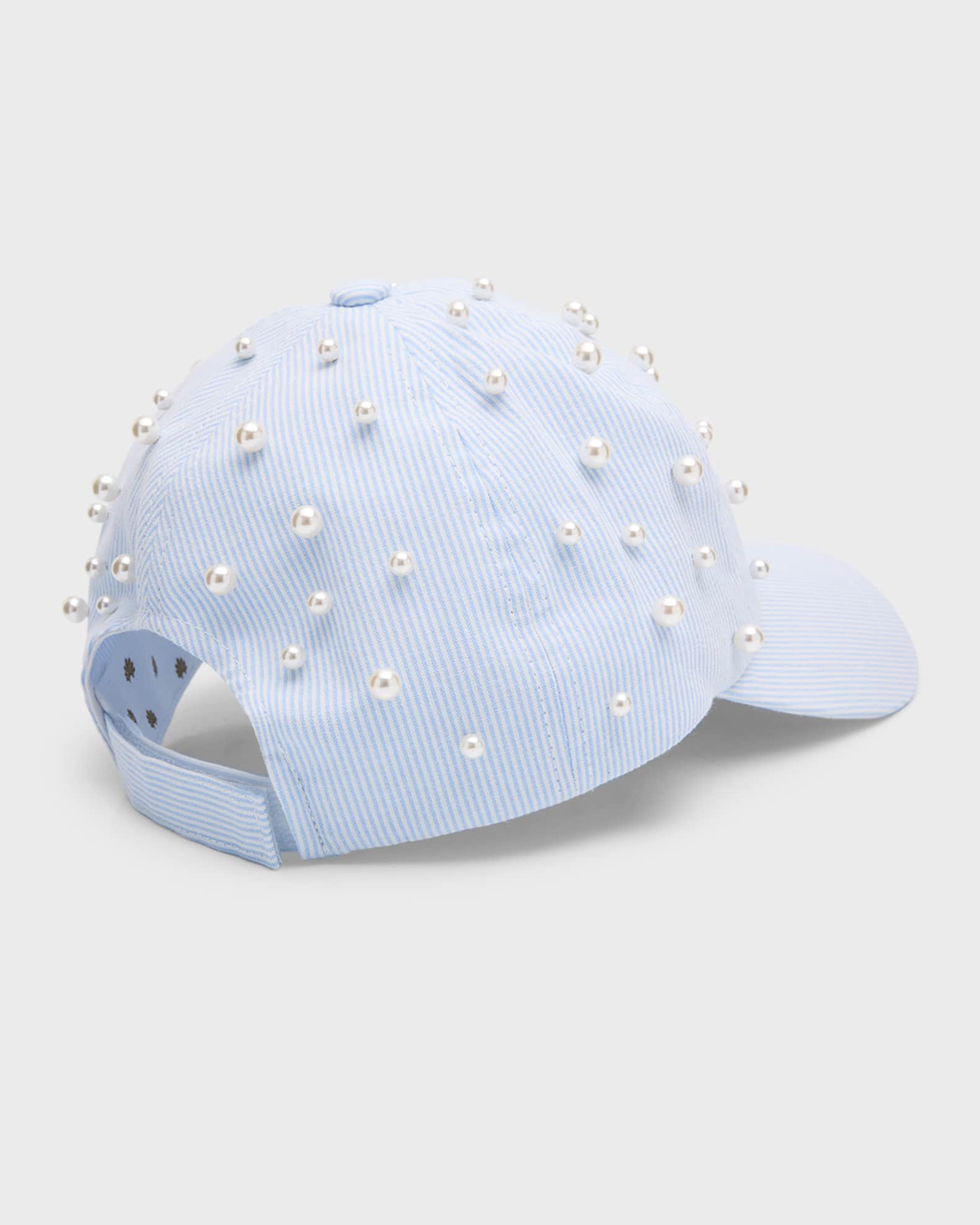 Lele Sadoughi Pearly Seersucker Baseball Cap | Neiman Marcus