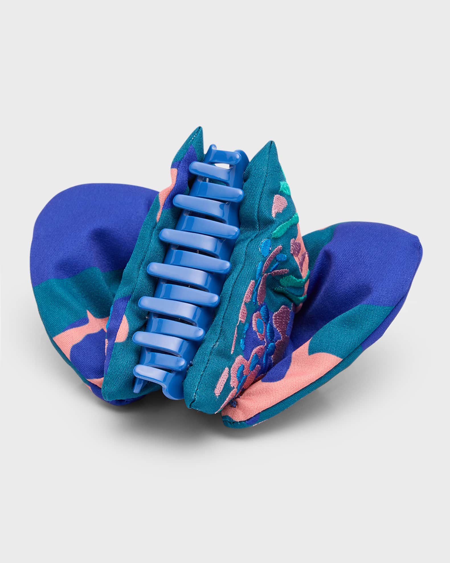 Lele Sadoughi Simone Embroidered Bow Claw Clip | Neiman Marcus