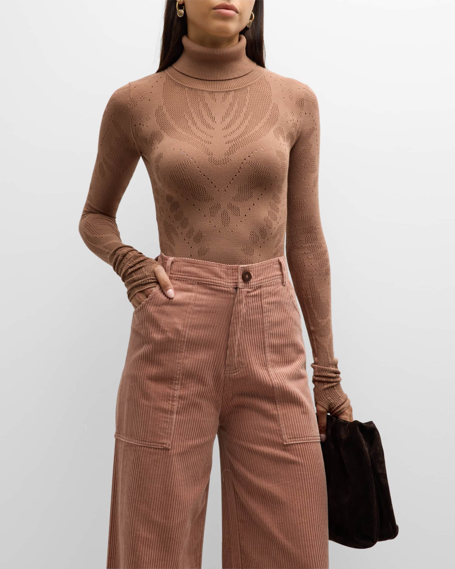 Mes Demoiselles Fusae Pointelle Turtleneck Sweater | Neiman Marcus