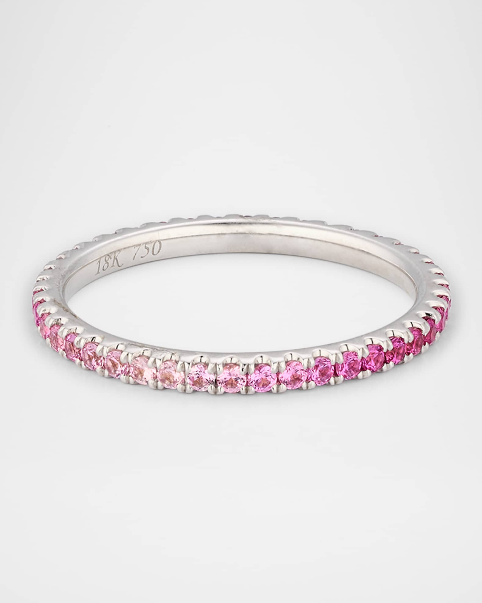 Lisa Nik Rainbow 18K White Gold Ombre Pink Sapphire Eternity Band Ring ...