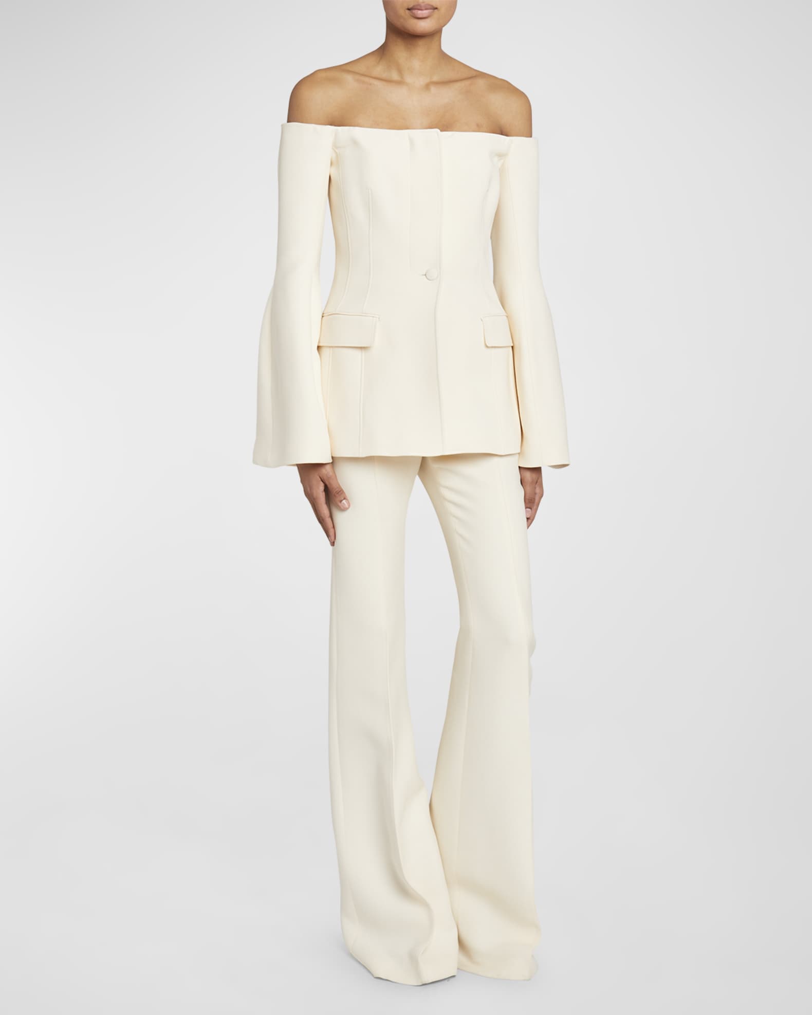 Gabriela Hearst Ambrose Off-the-Shoulder Single-Breasted Blazer Jacket ...