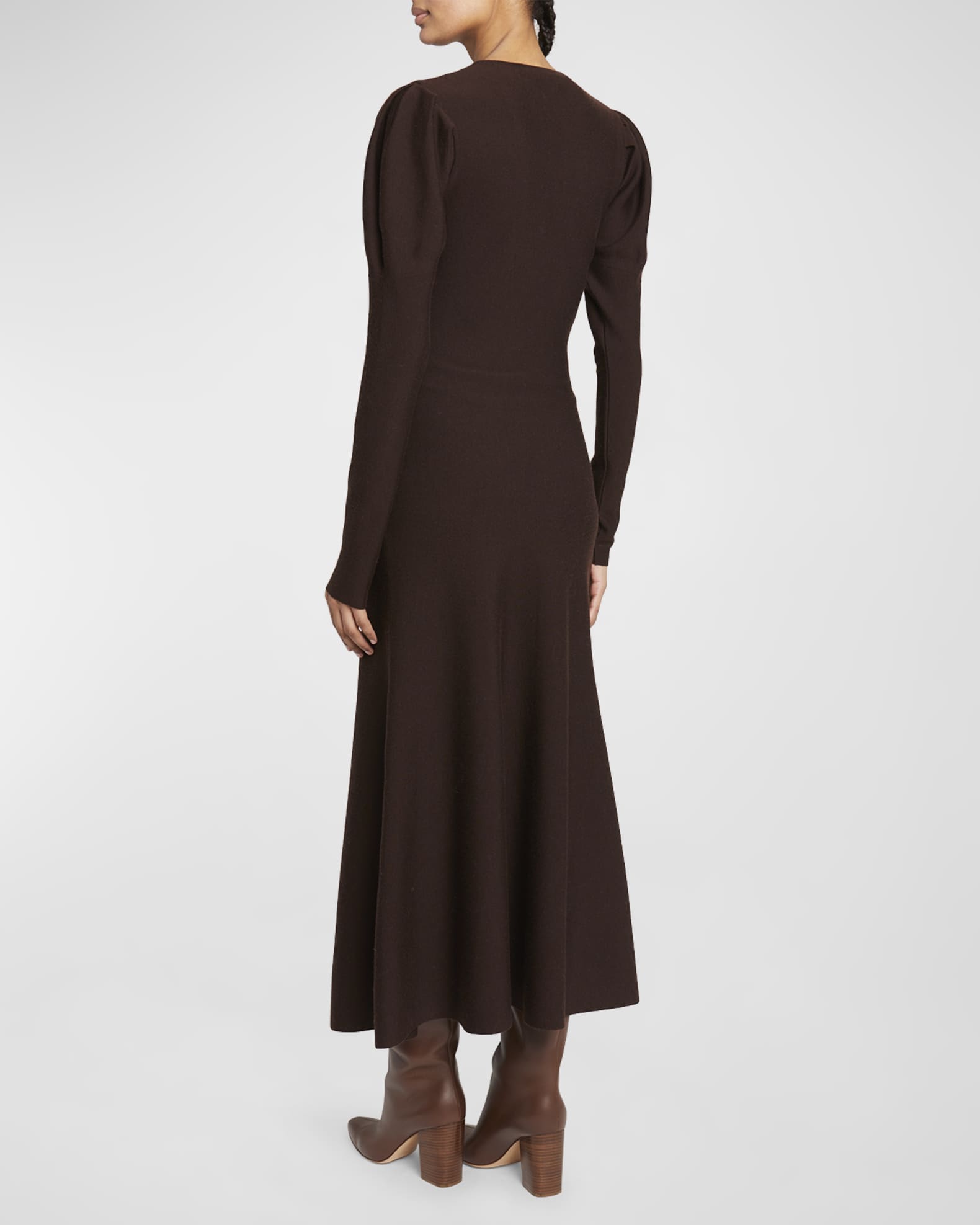 Gabriela Hearst Hannah Long Puff-Sleeve Wool Maxi Dress | Neiman Marcus