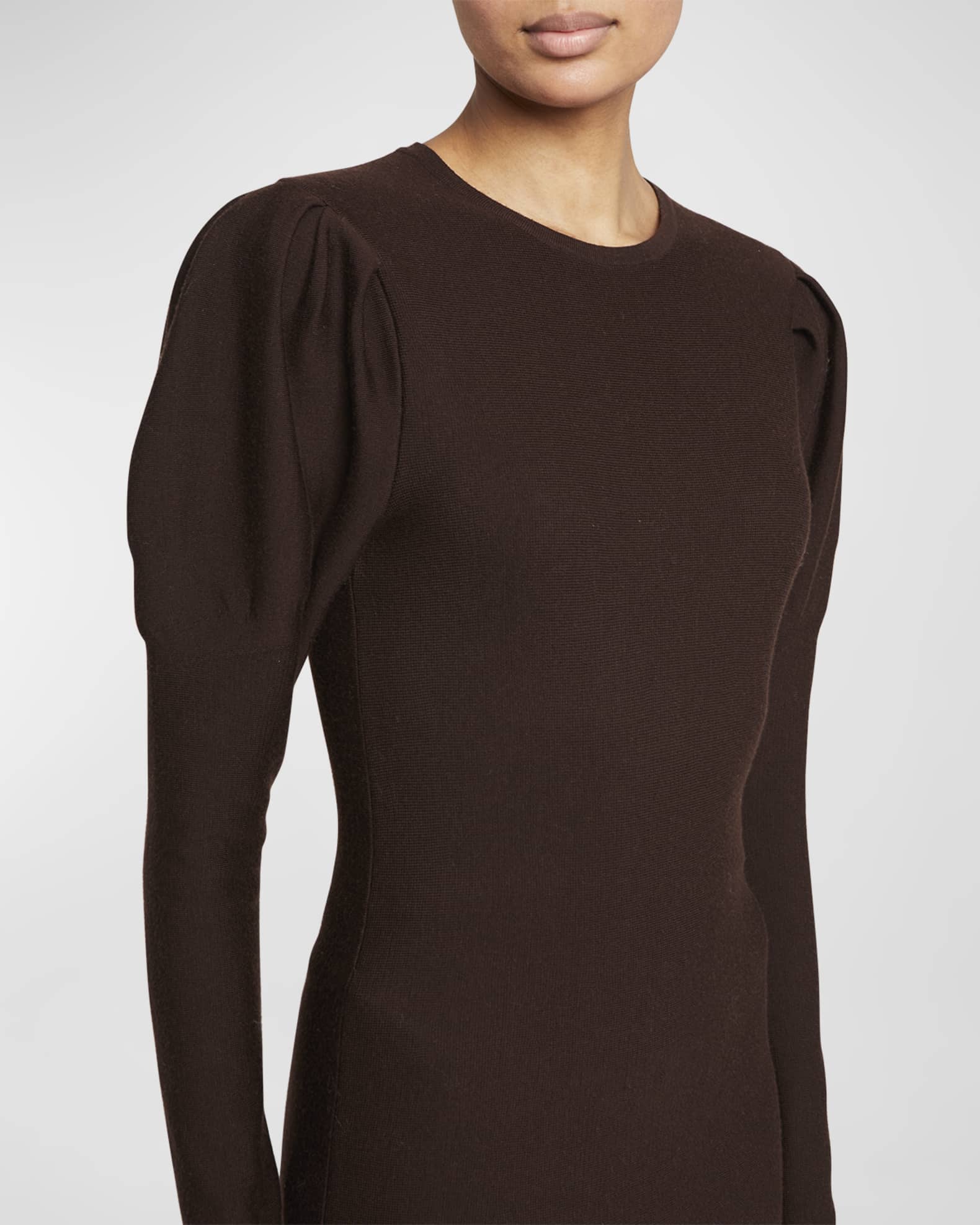 Gabriela Hearst Hannah Long Puff-Sleeve Wool Maxi Dress | Neiman Marcus