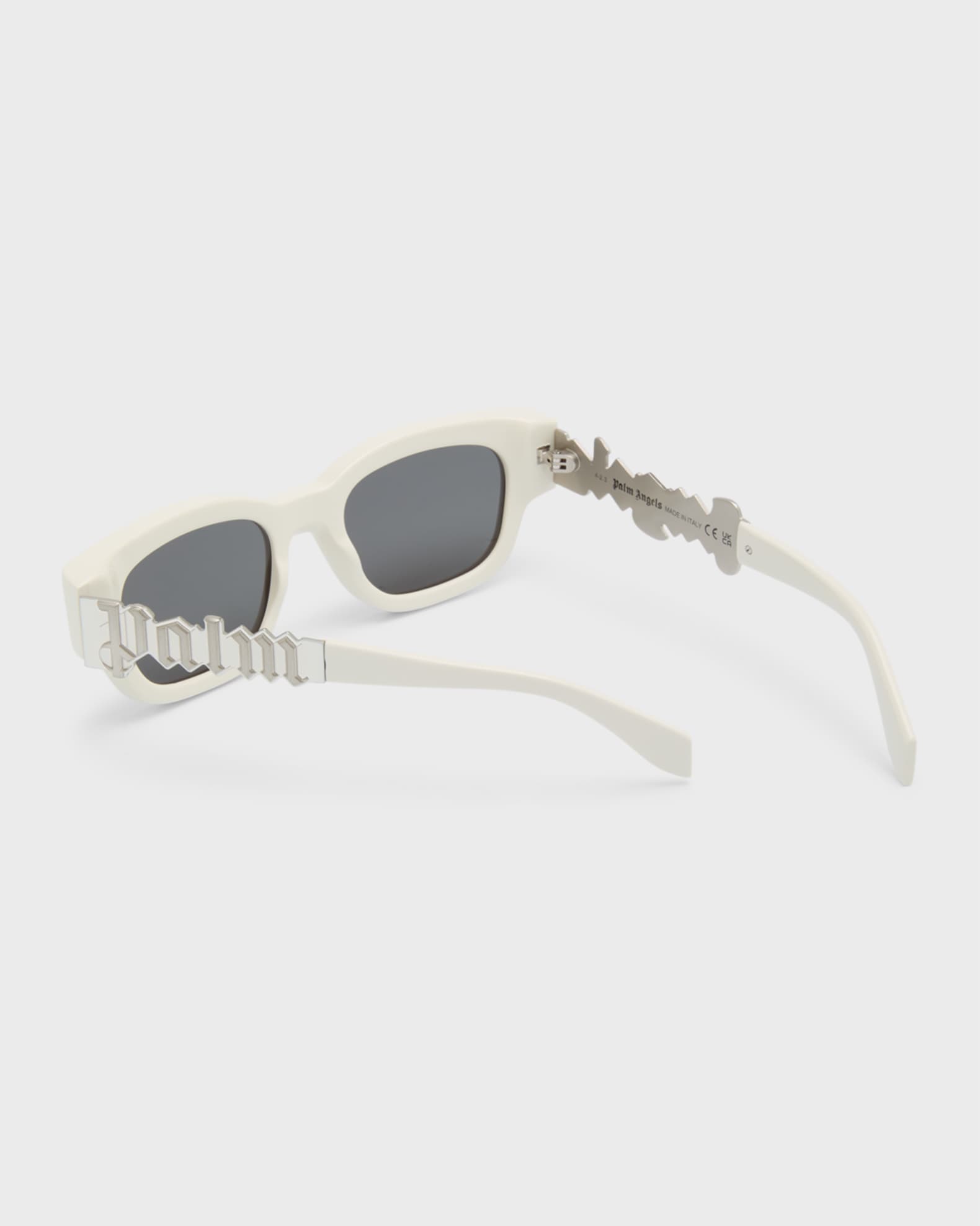Palm Angels Posey White Acetate & Metal Square Sunglasses | Neiman Marcus