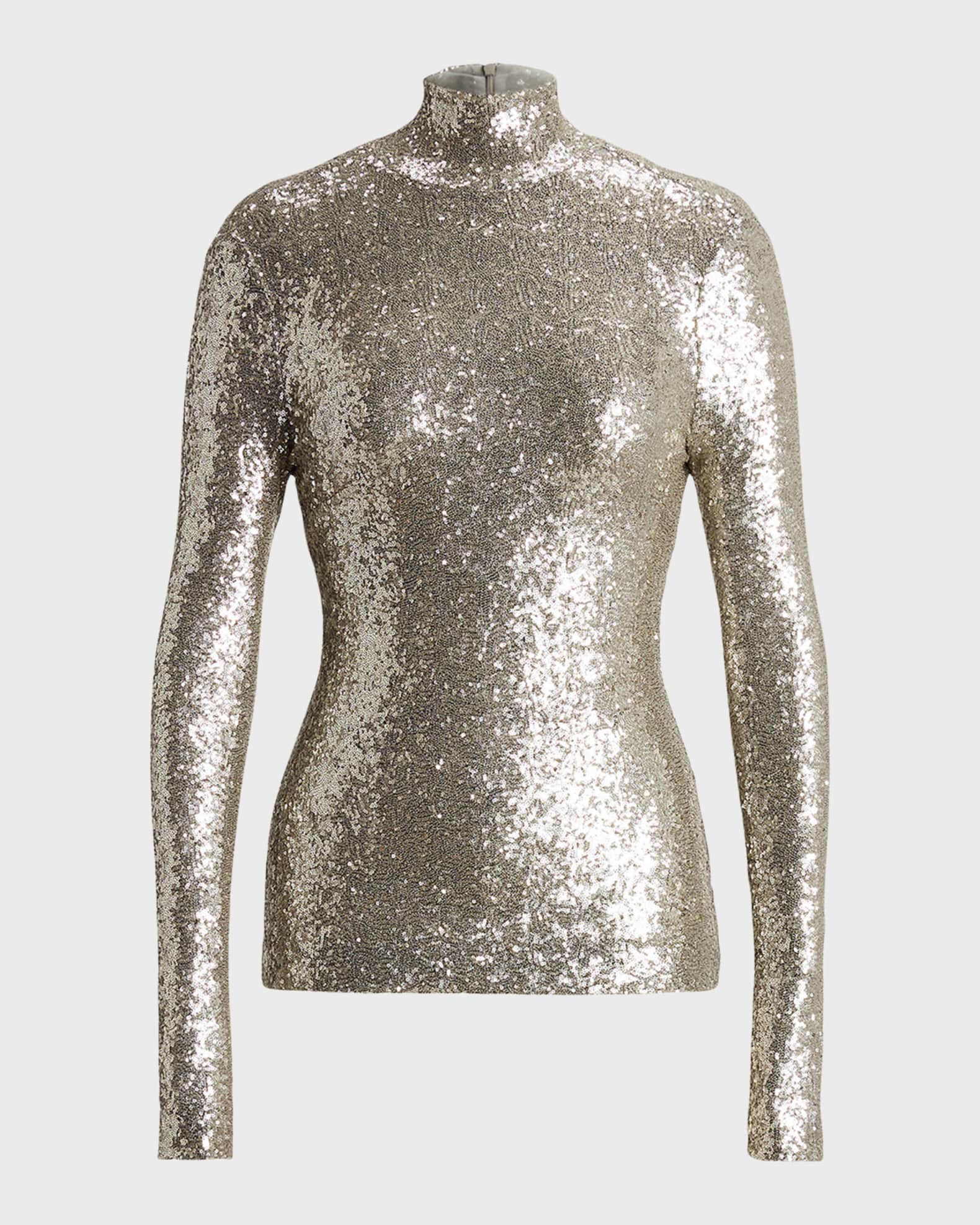 Ralph Lauren Collection Sequin Turtleneck Top | Neiman Marcus