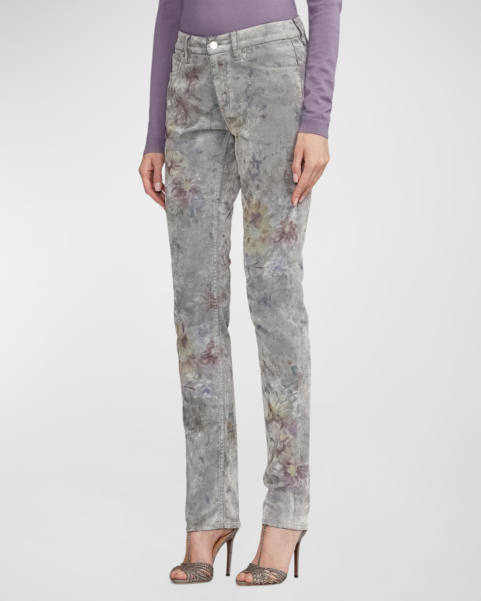 Ralph Lauren Collection 160 Flock Butterfly Dream Print Slim-Leg Denim ...