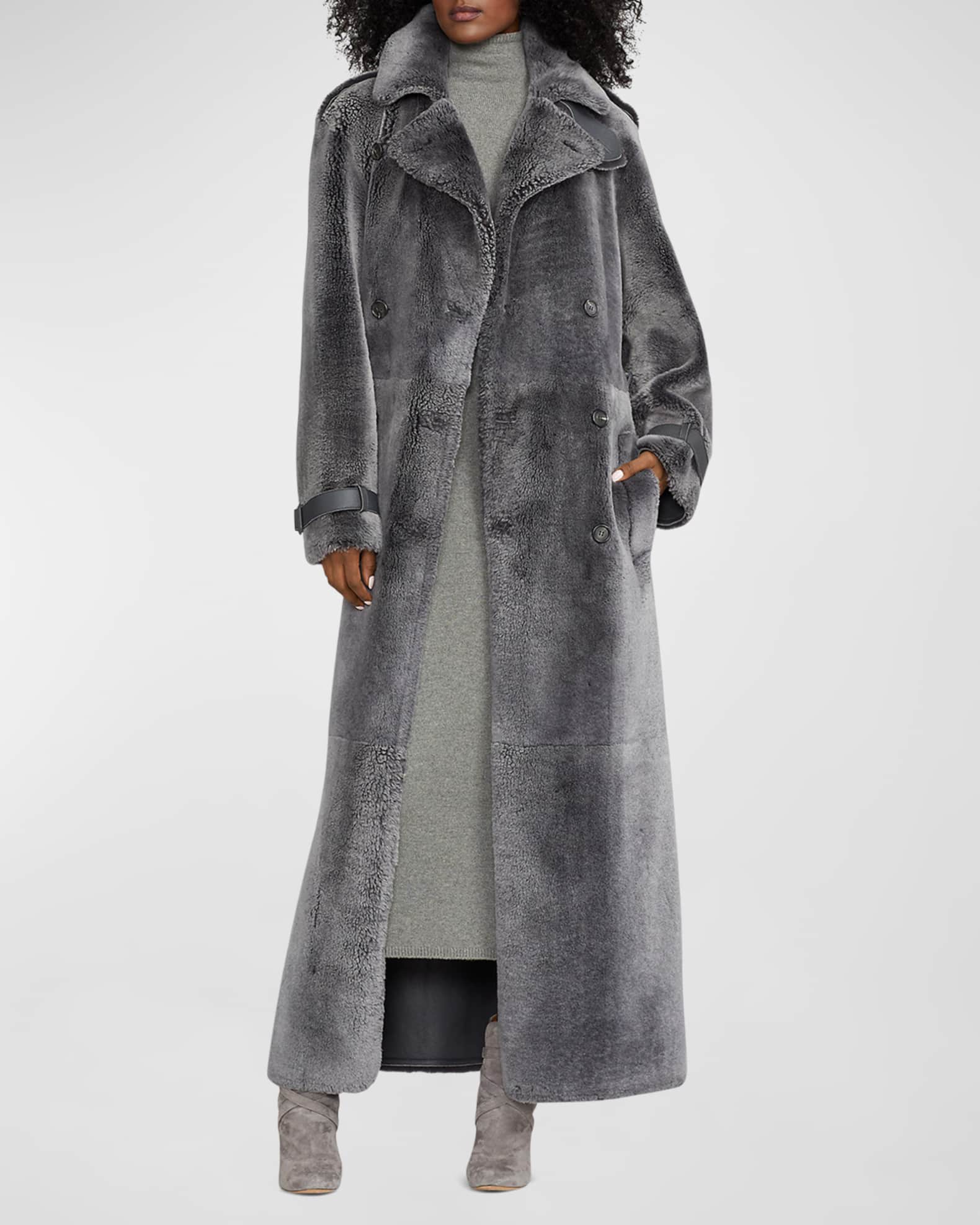 Ralph Lauren Collection Dillan Ironed Merino Shearling Trench Coat ...