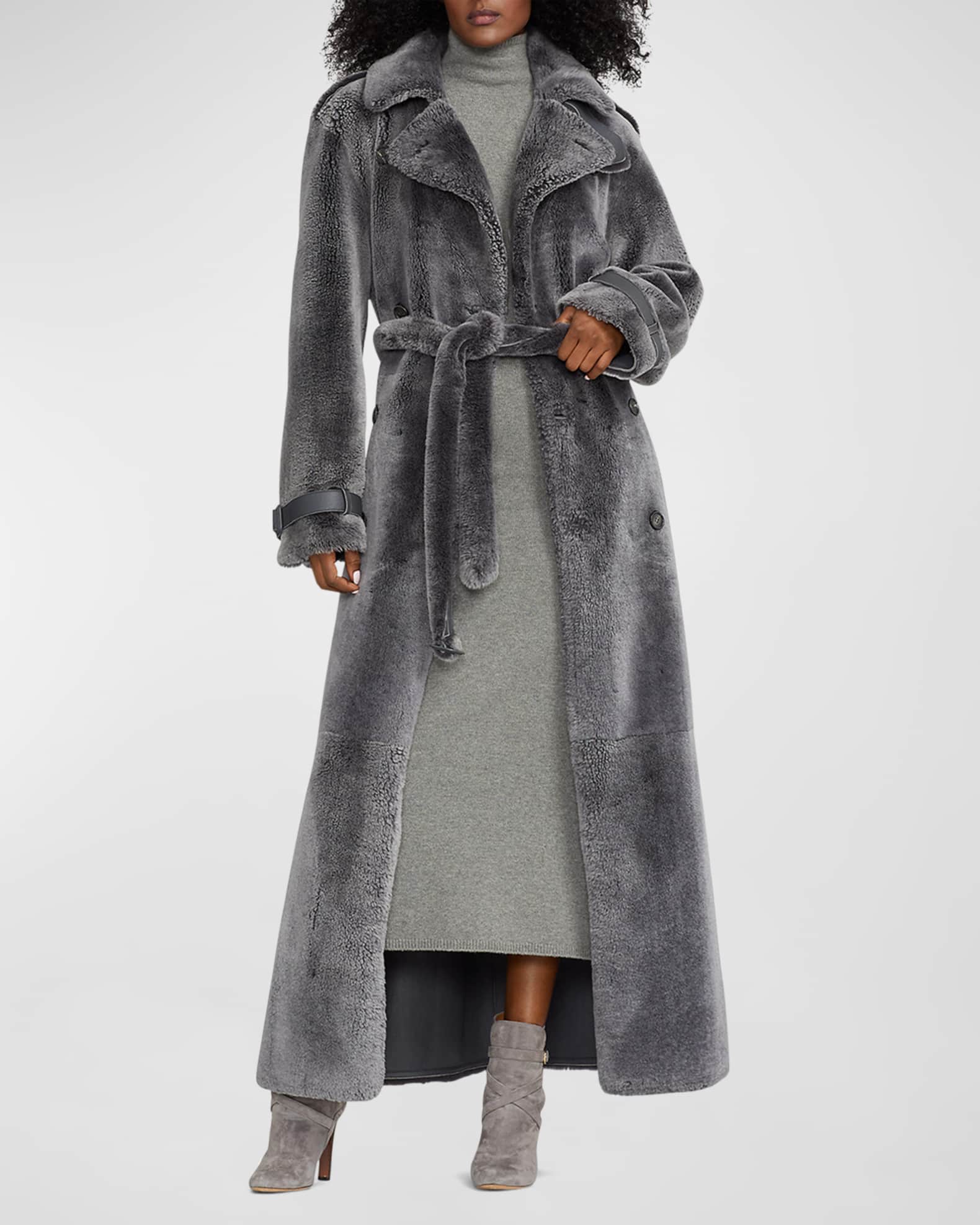 Ralph Lauren Collection Dillan Ironed Merino Shearling Trench Coat ...