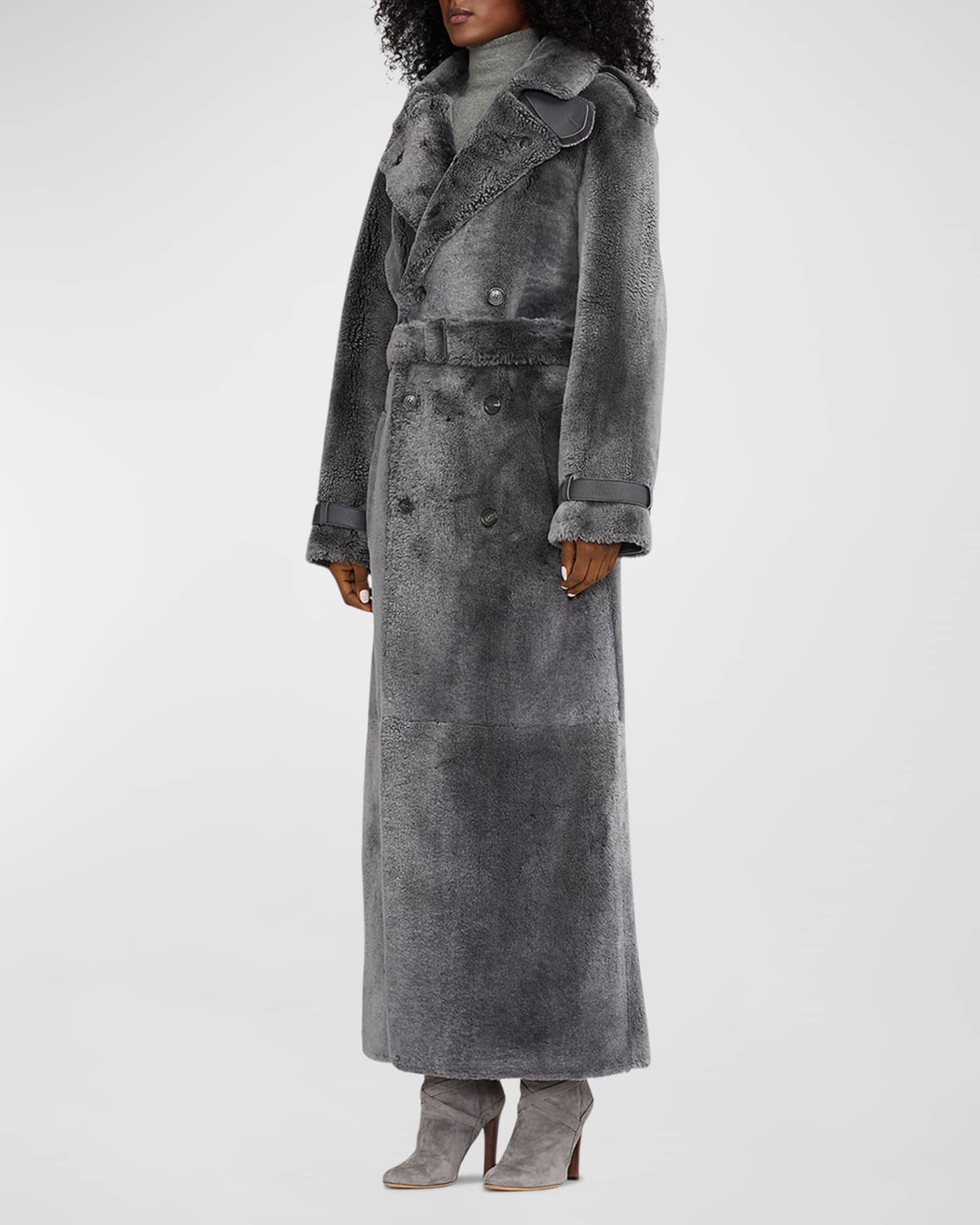 Ralph Lauren Collection Dillan Ironed Merino Shearling Trench Coat ...